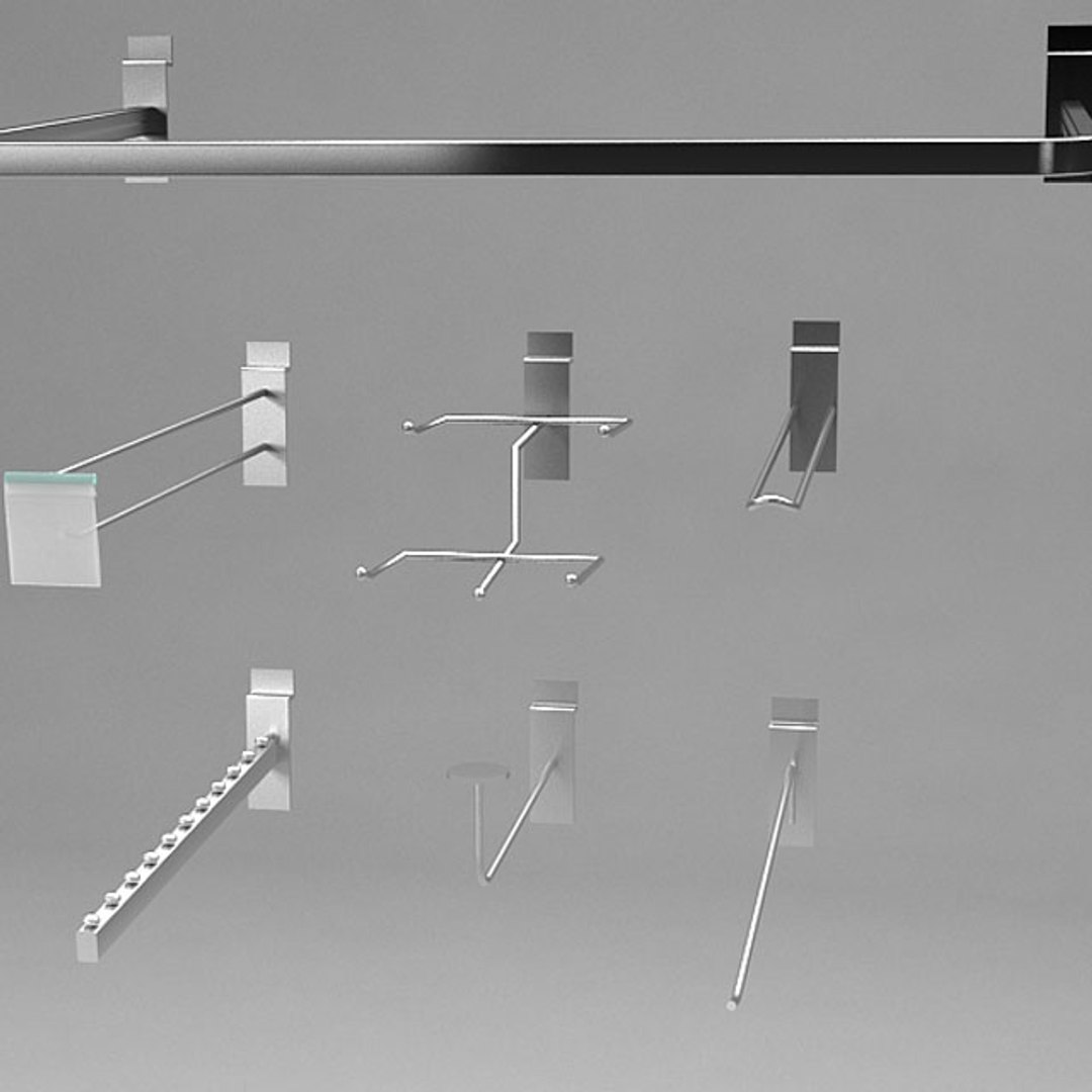 Free Hook Shelf 3d Model