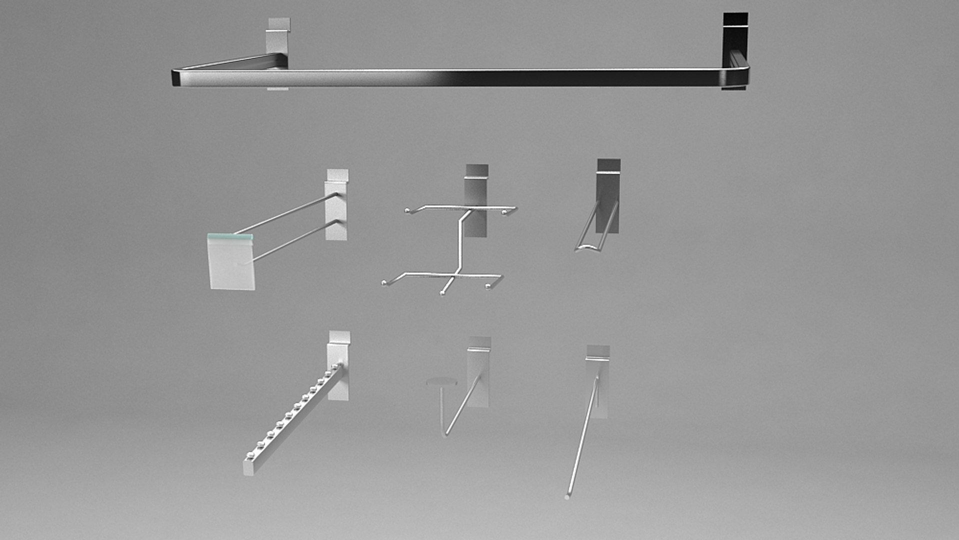 Free Hook Shelf 3d Model