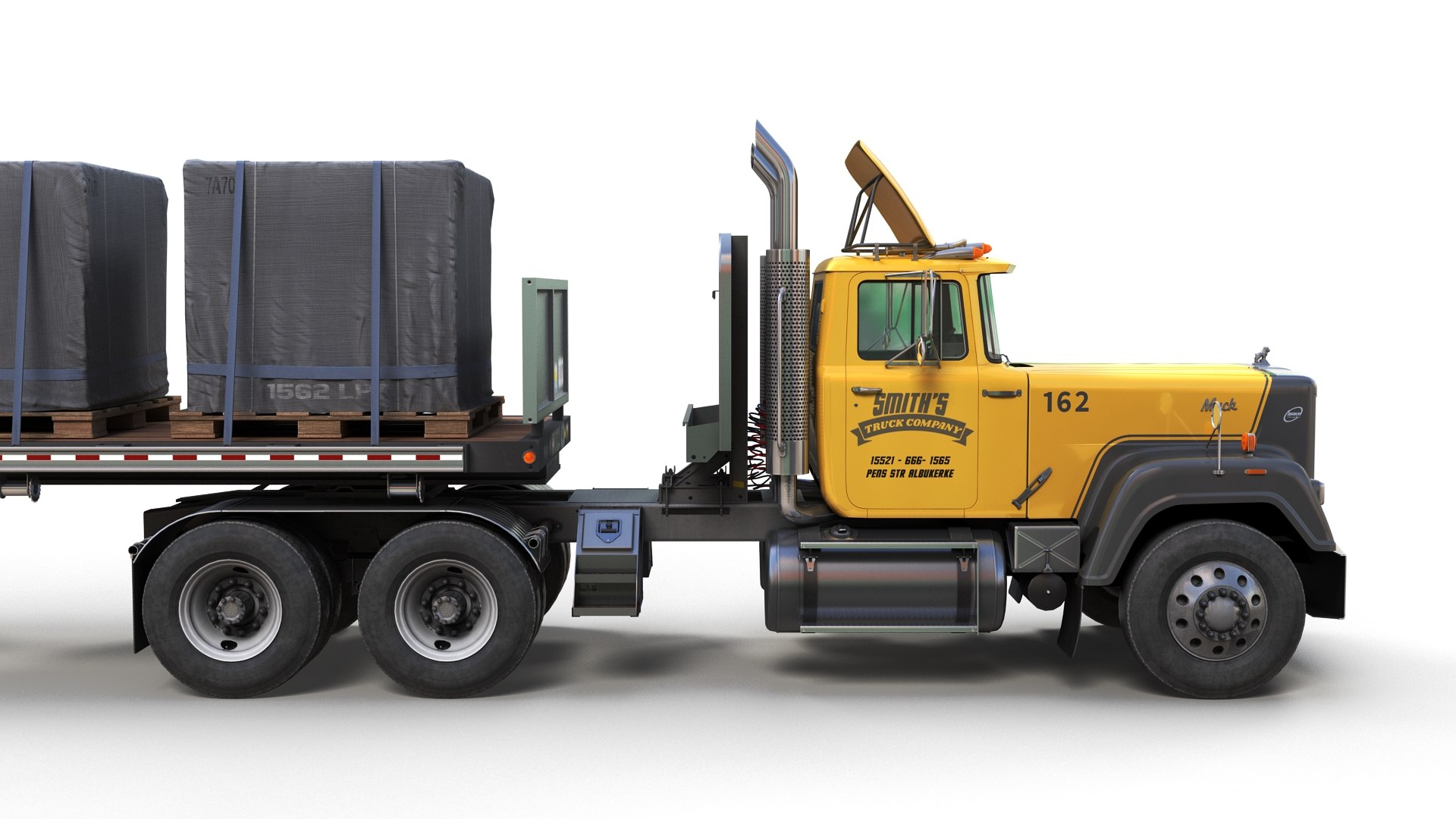 3D MACK SuperLiner dropdeck trailer truck - TurboSquid 2138464