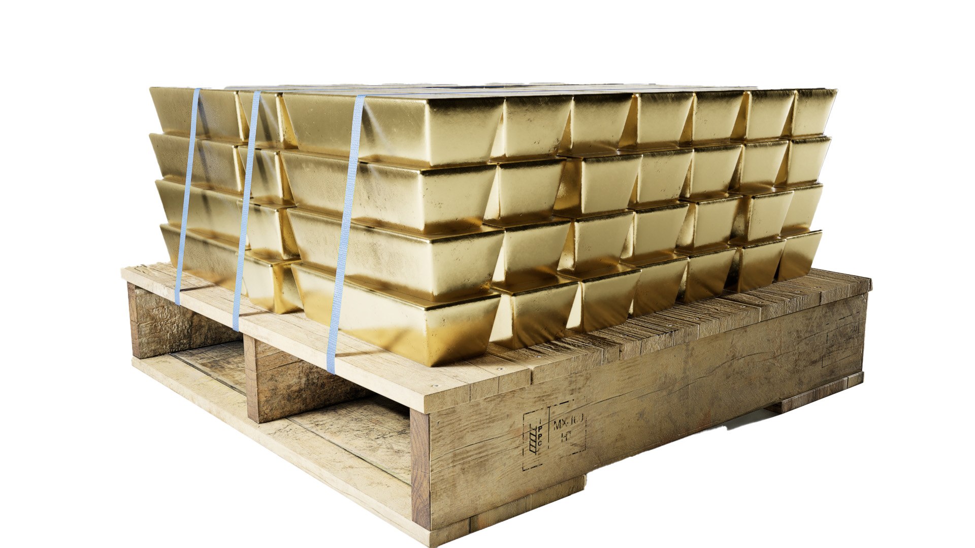 3D Gold Bars On Pallets - TurboSquid 2252004