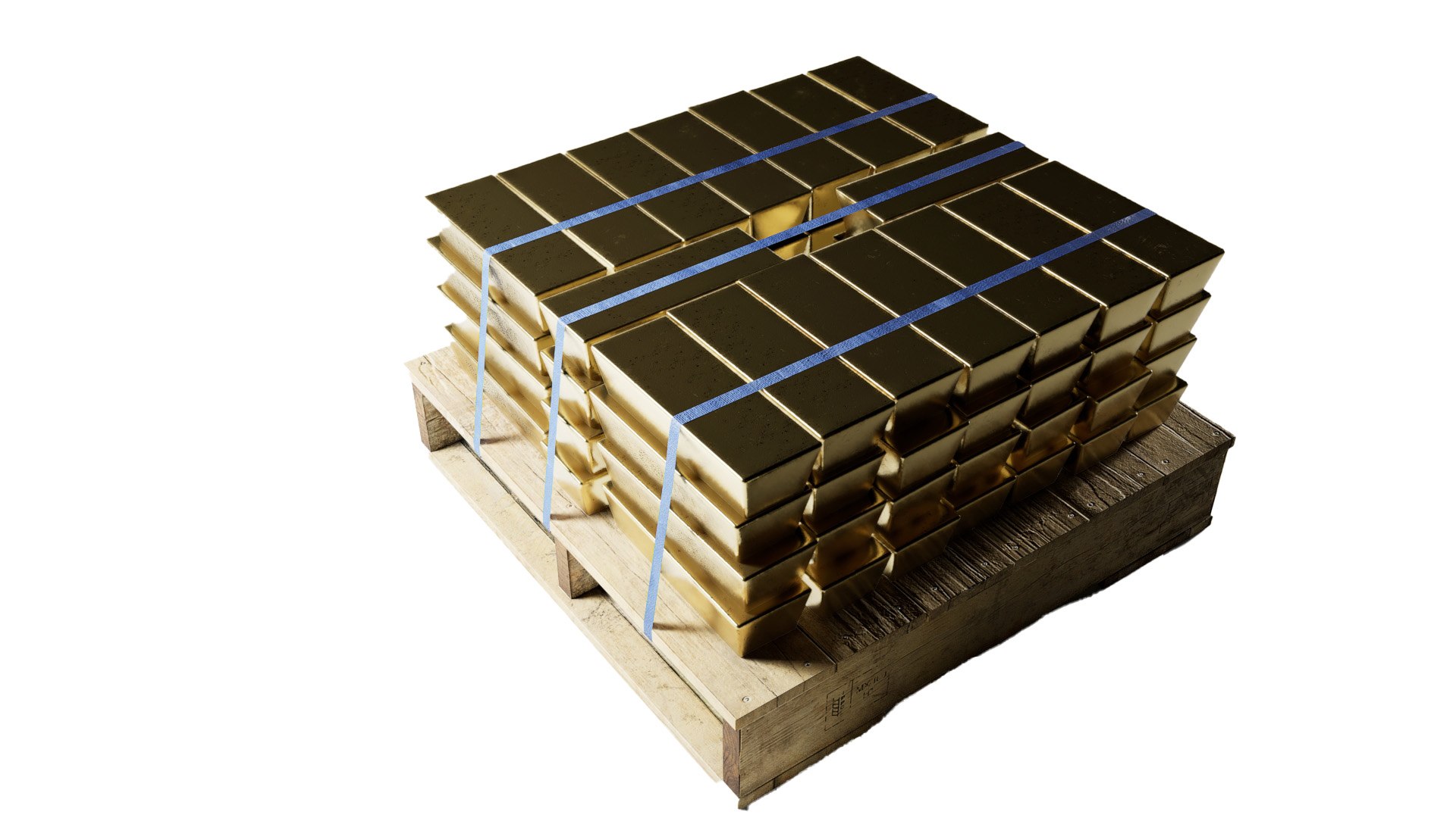 3D Gold Bars On Pallets - TurboSquid 2252004