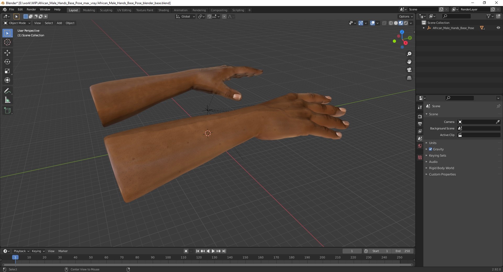 3D Model African Male Hands Base Pose - TurboSquid 2169021