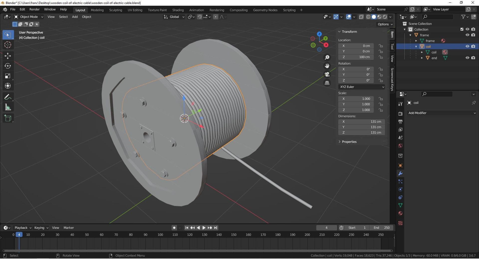 Wooden Coil Of Electric Cable 3D Model - TurboSquid 2189417