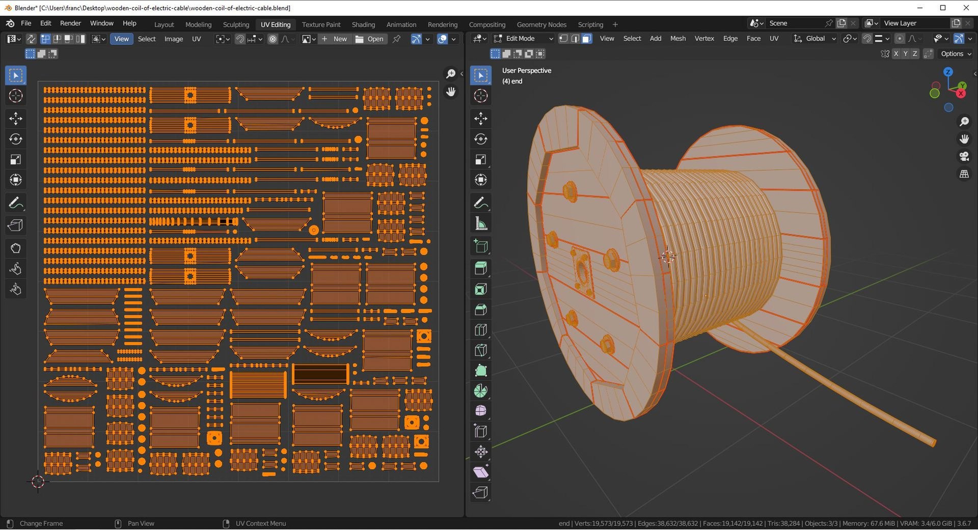 Wooden Coil Of Electric Cable 3D Model - TurboSquid 2189417