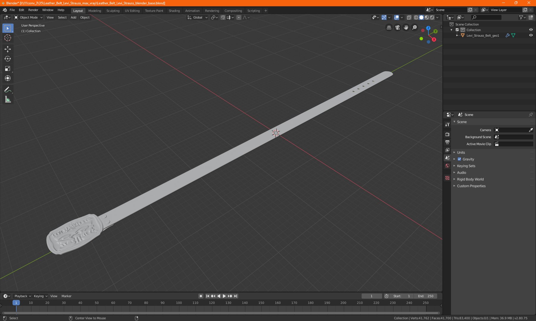 3D Leather Belt Levi Strauss model - TurboSquid 2040280