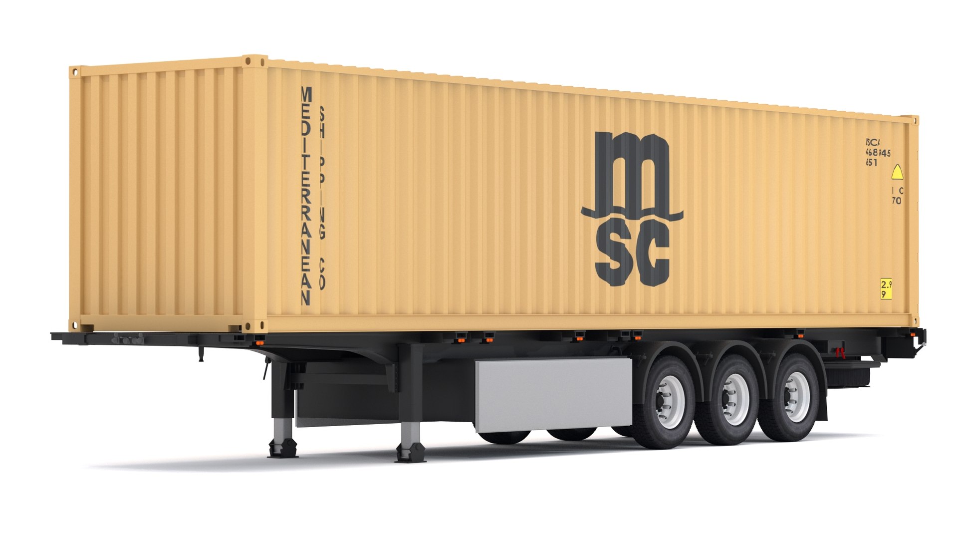 3D Chassis Semi Trailer With MSC Shipping Container - TurboSquid 2014246