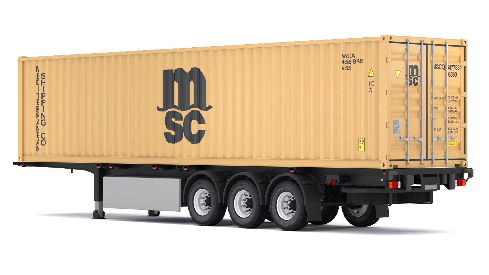 3D Chassis Semi Trailer With MSC Shipping Container - TurboSquid 2014246