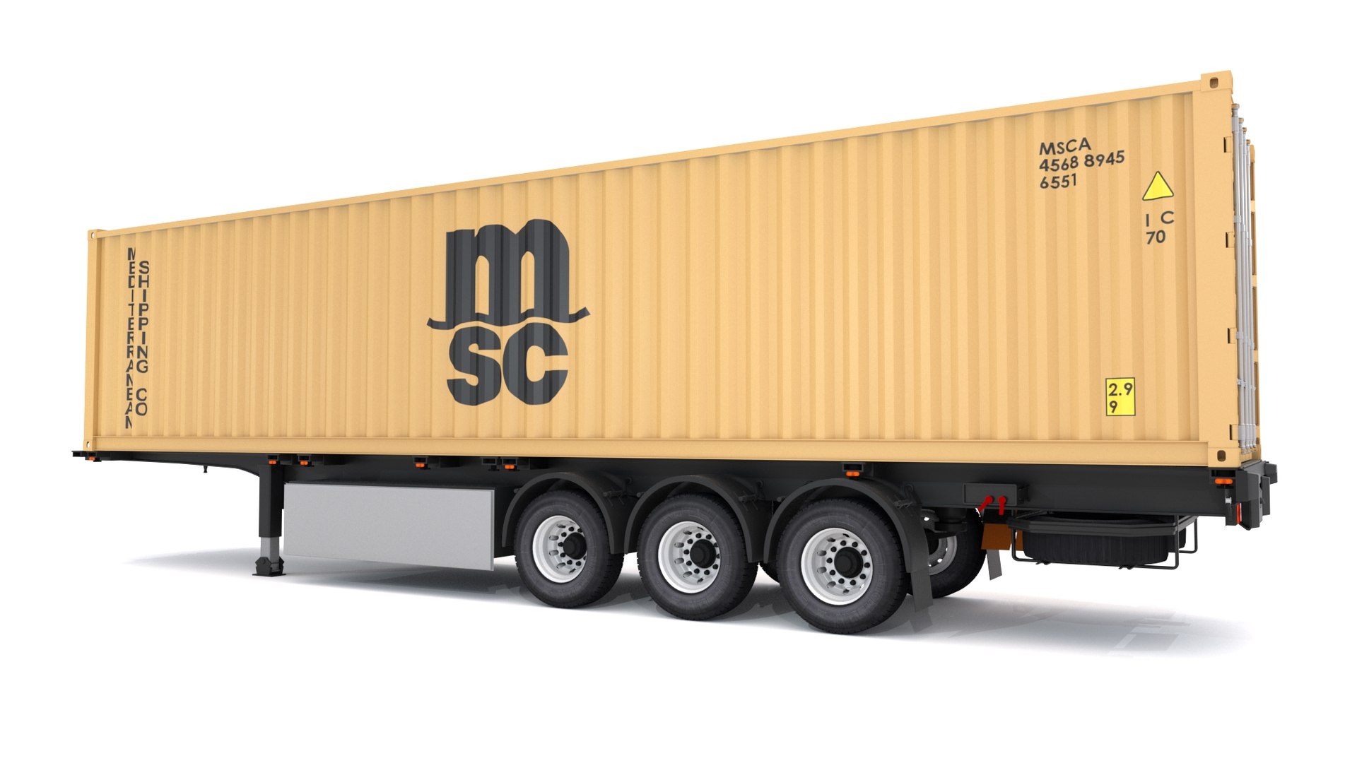 3D Chassis Semi Trailer With MSC Shipping Container - TurboSquid 2014246
