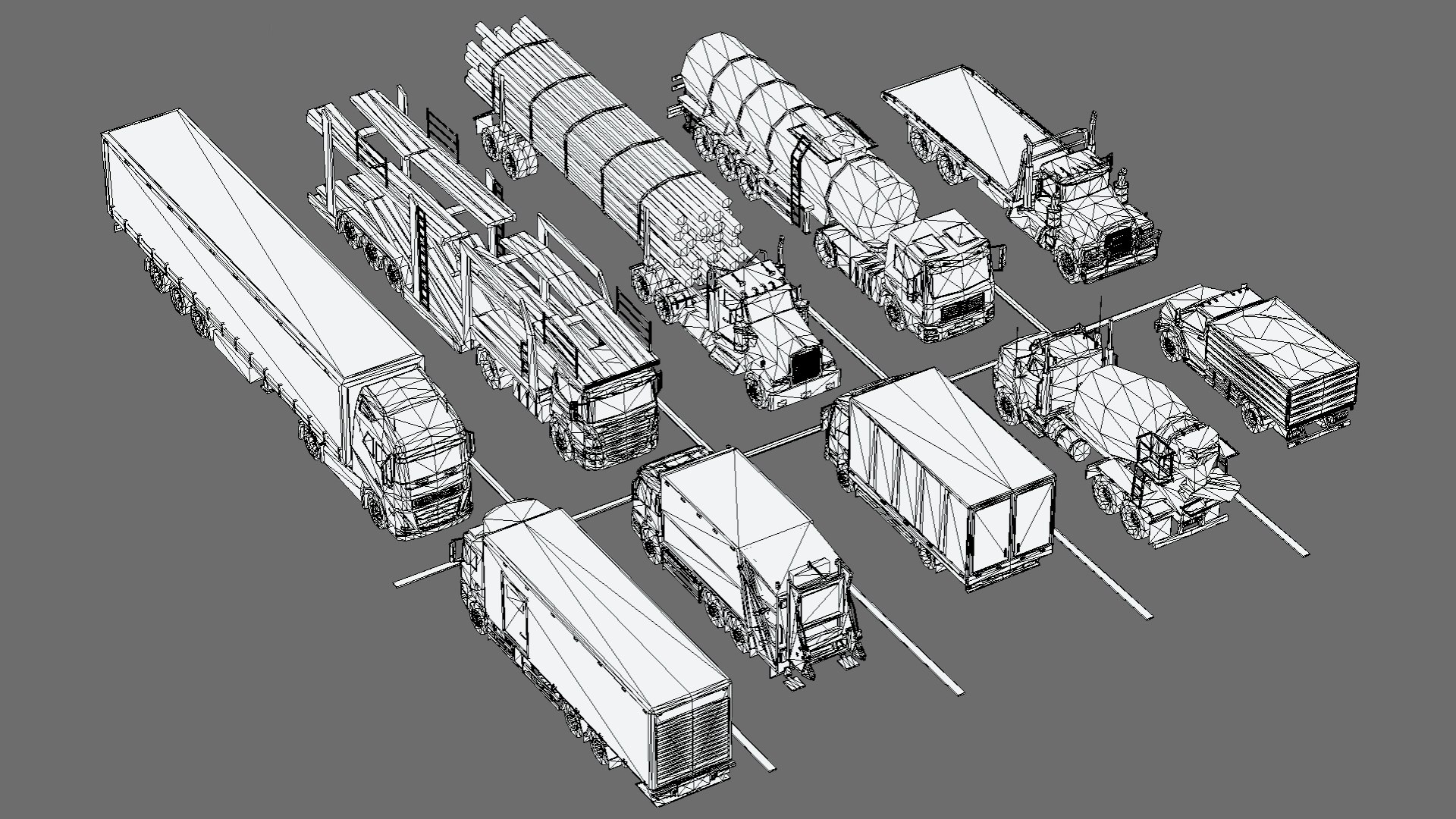 3D Low-poly Truck Pack 3D Model - TurboSquid 2164512