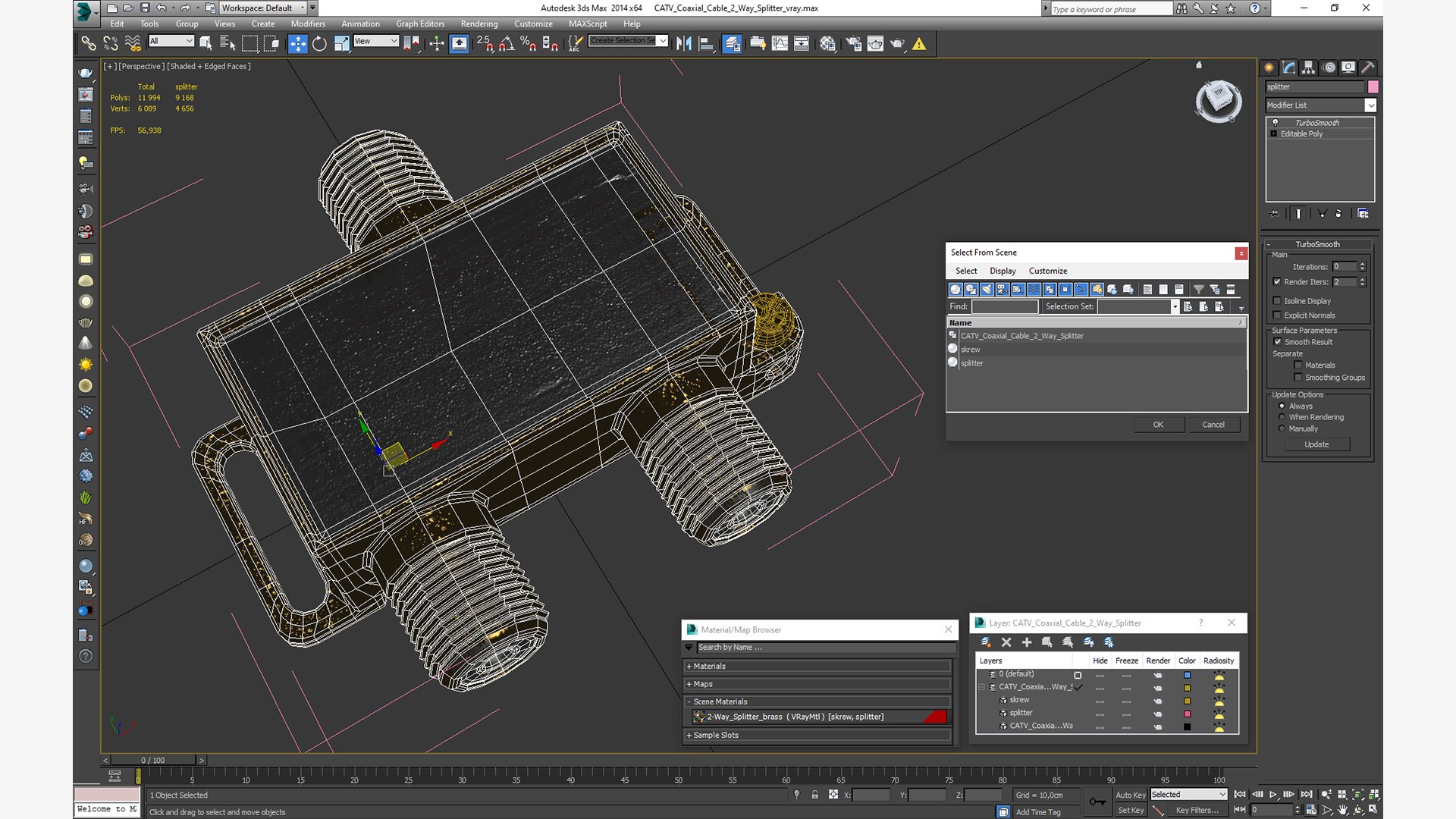 3D Model CATV Coaxial Cable 2 Way Splitter - TurboSquid 1777325