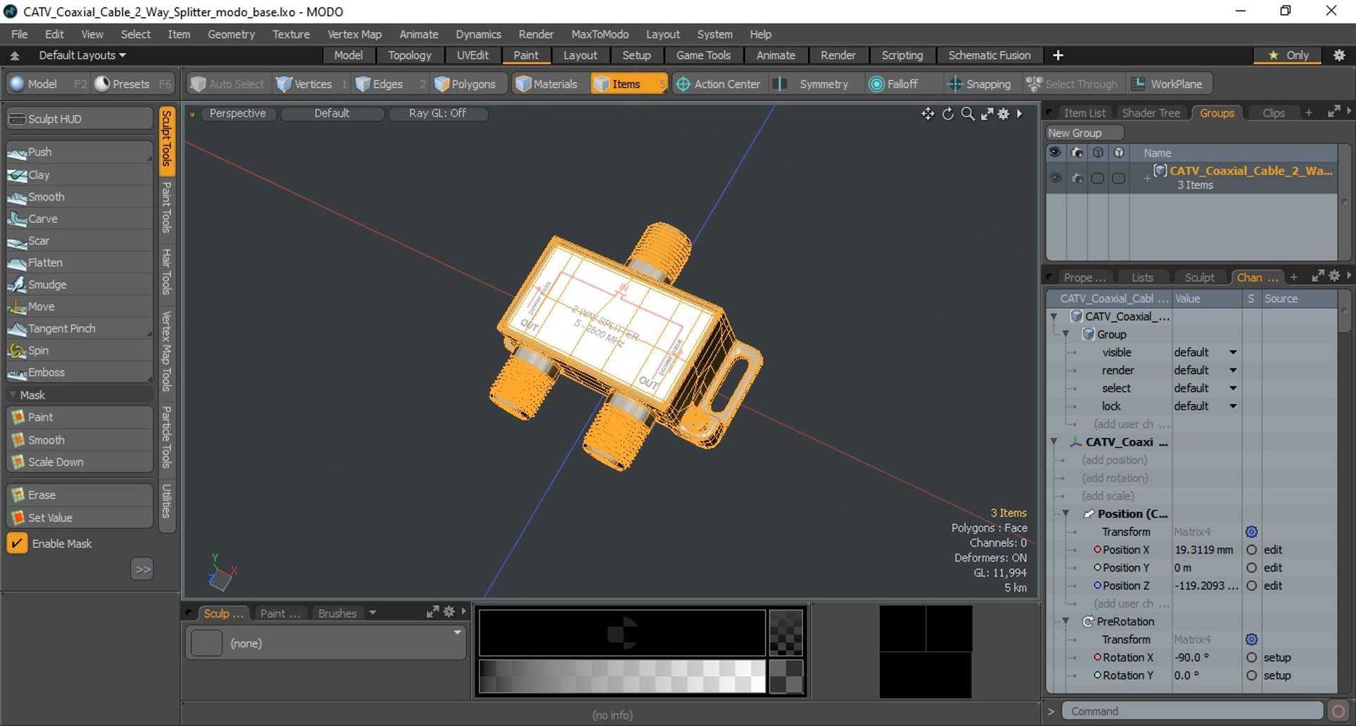 3D Model CATV Coaxial Cable 2 Way Splitter - TurboSquid 1777325