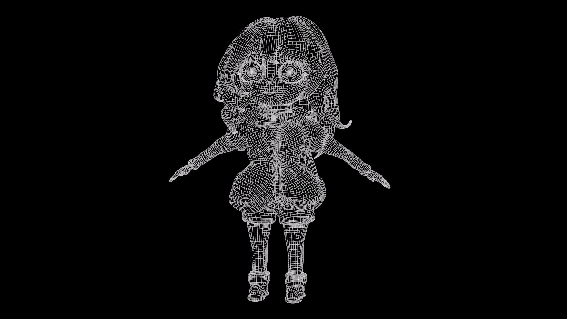 3D Model Cartoon Style Cute Chibi Girl - TurboSquid 2098897