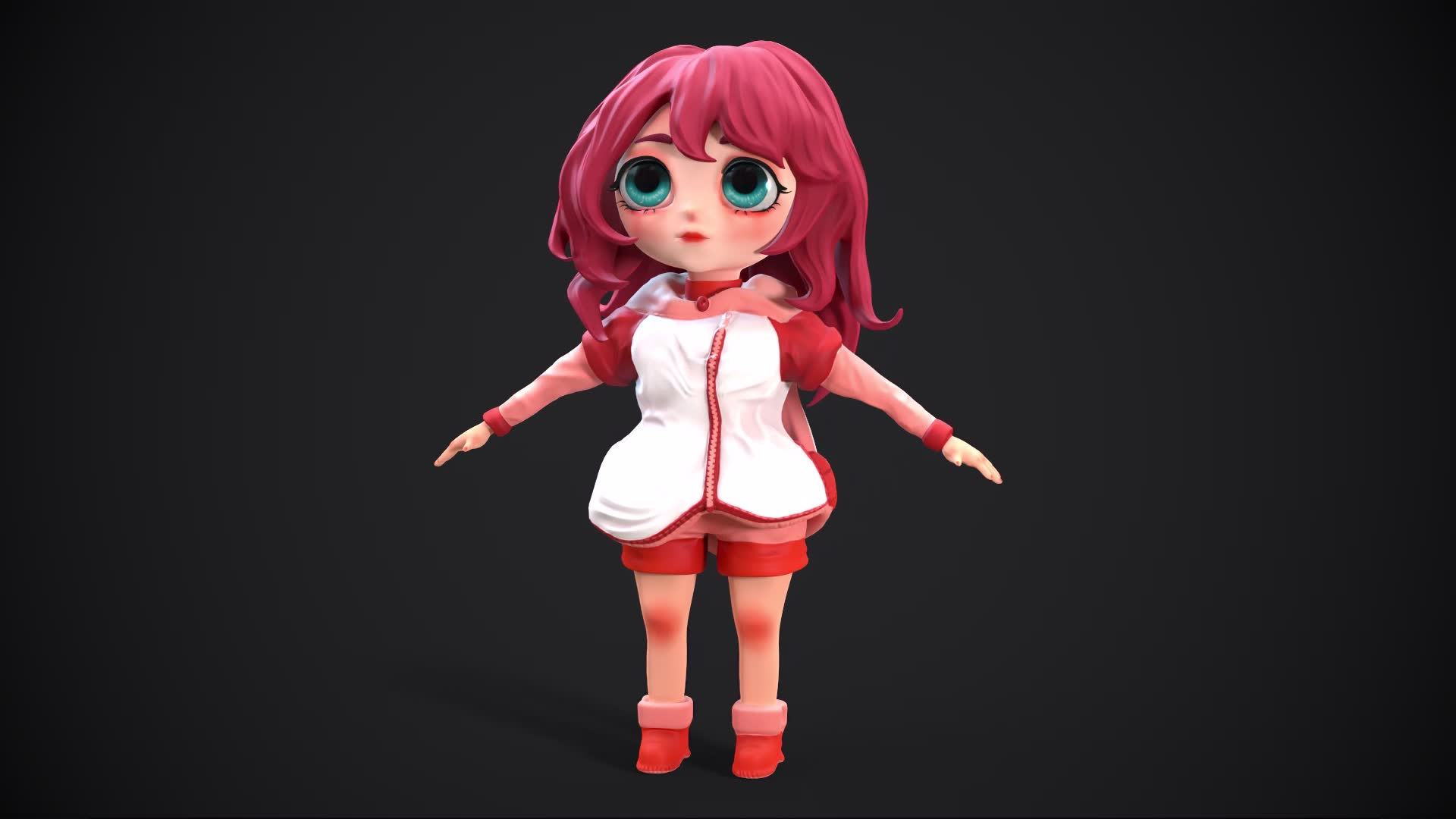 3D Model Cartoon Style Cute Chibi Girl - TurboSquid 2098897