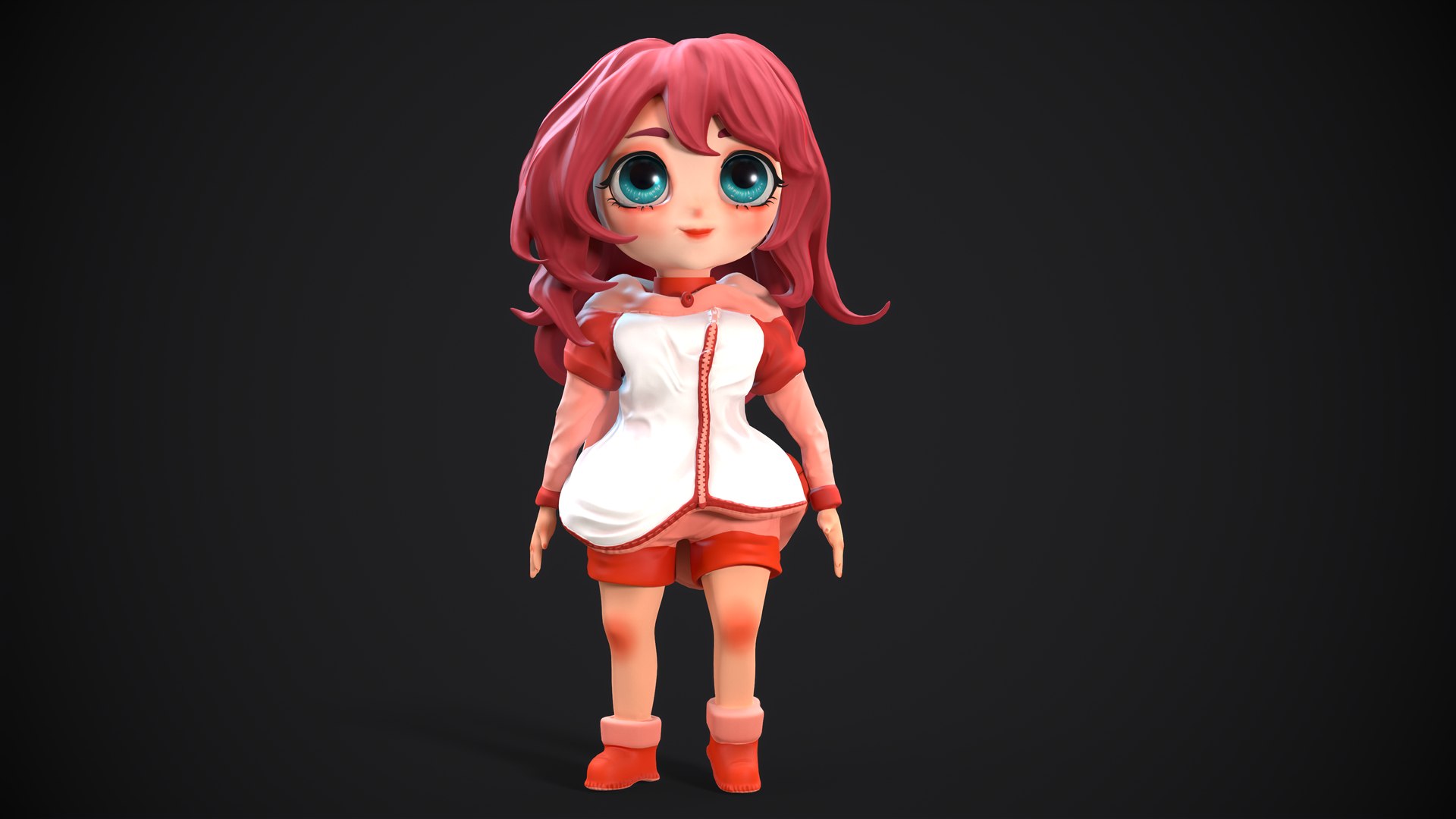 3D Model Cartoon Style Cute Chibi Girl - TurboSquid 2098897
