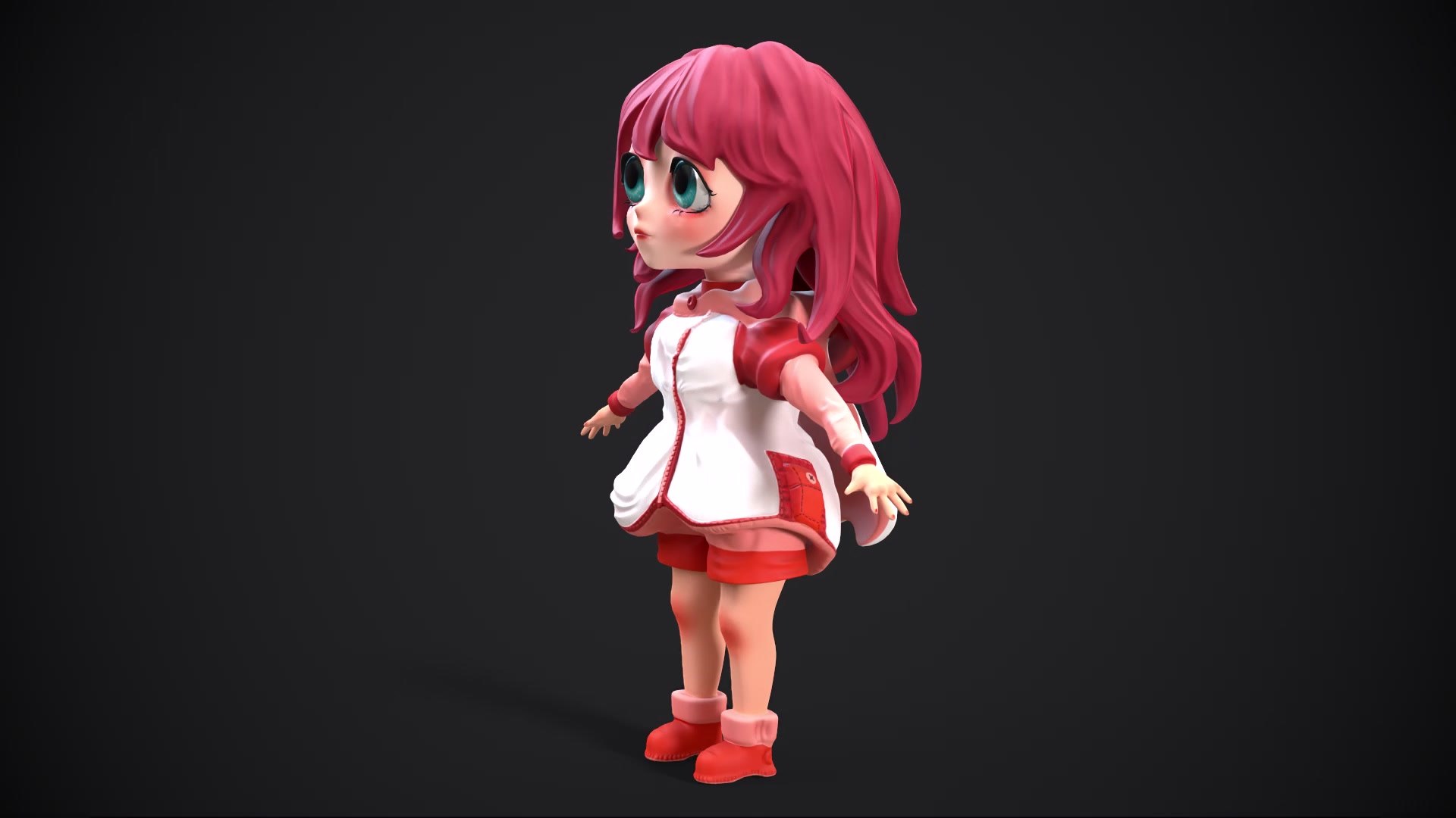 3D Model Cartoon Style Cute Chibi Girl - TurboSquid 2098897