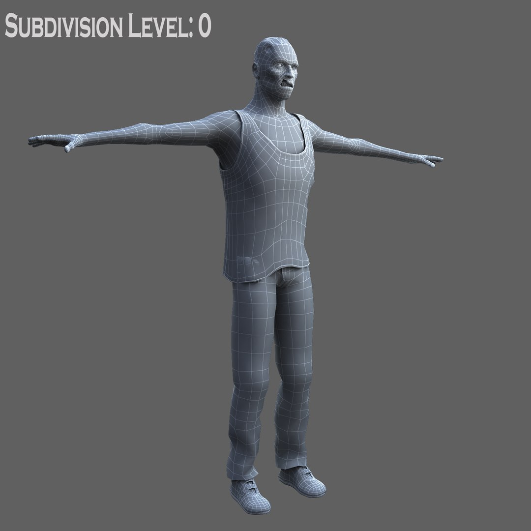 zombie character rig 3d model