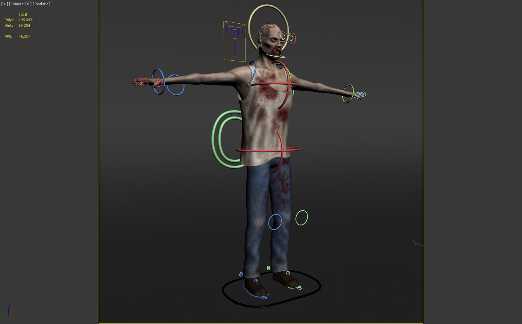 zombie character rig 3d model
