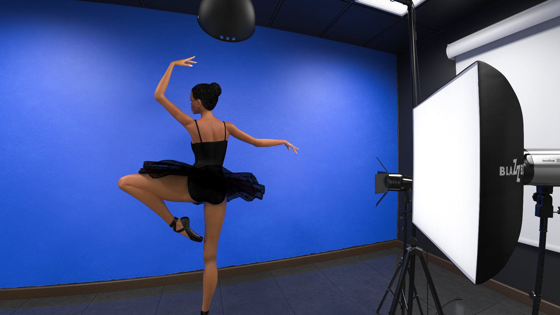 Photo Studio Setup With Female Ballet Dancer 3D Model - TurboSquid 2302691
