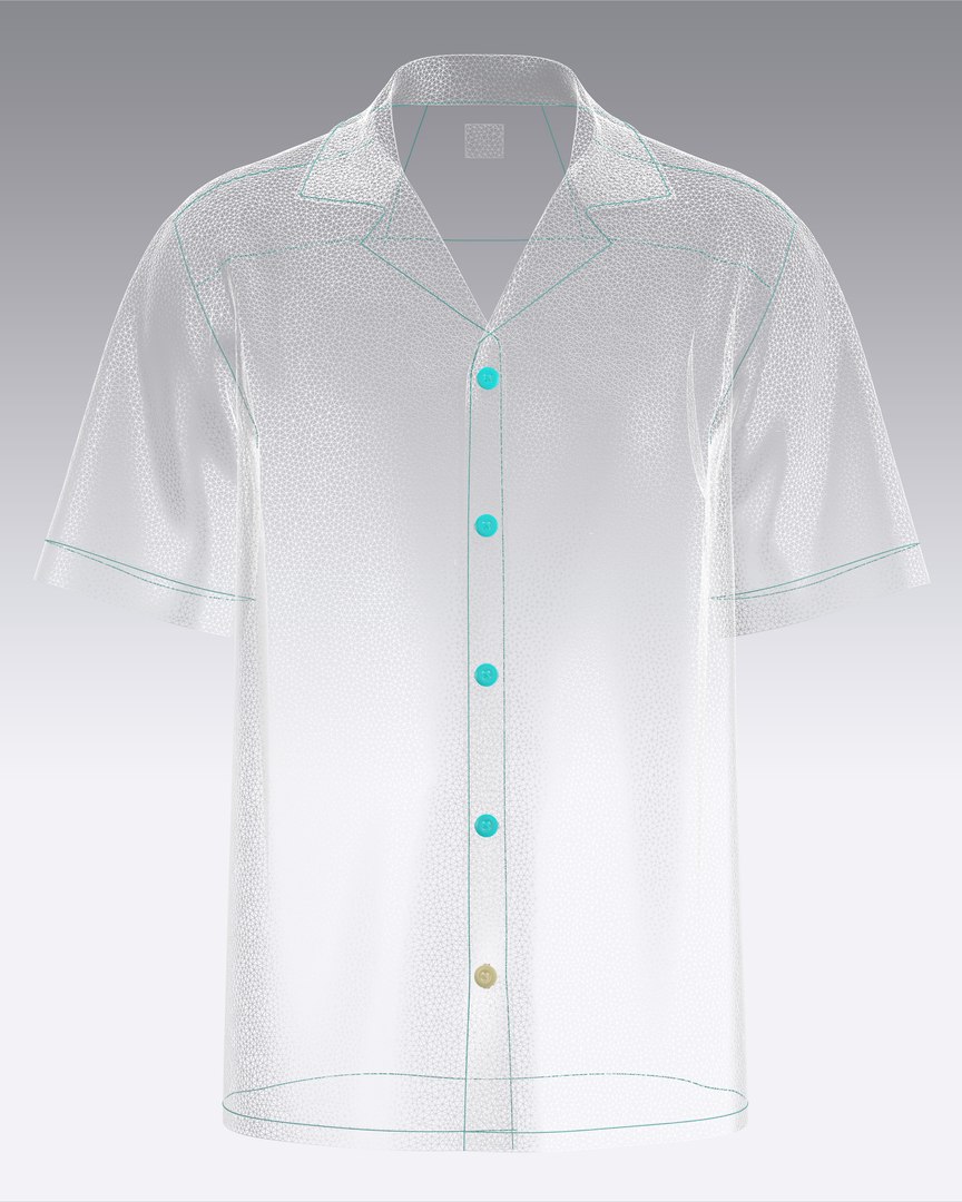 Mens Printed Resort Collar Shirt With Back Yoke Vent 3D - TurboSquid ...