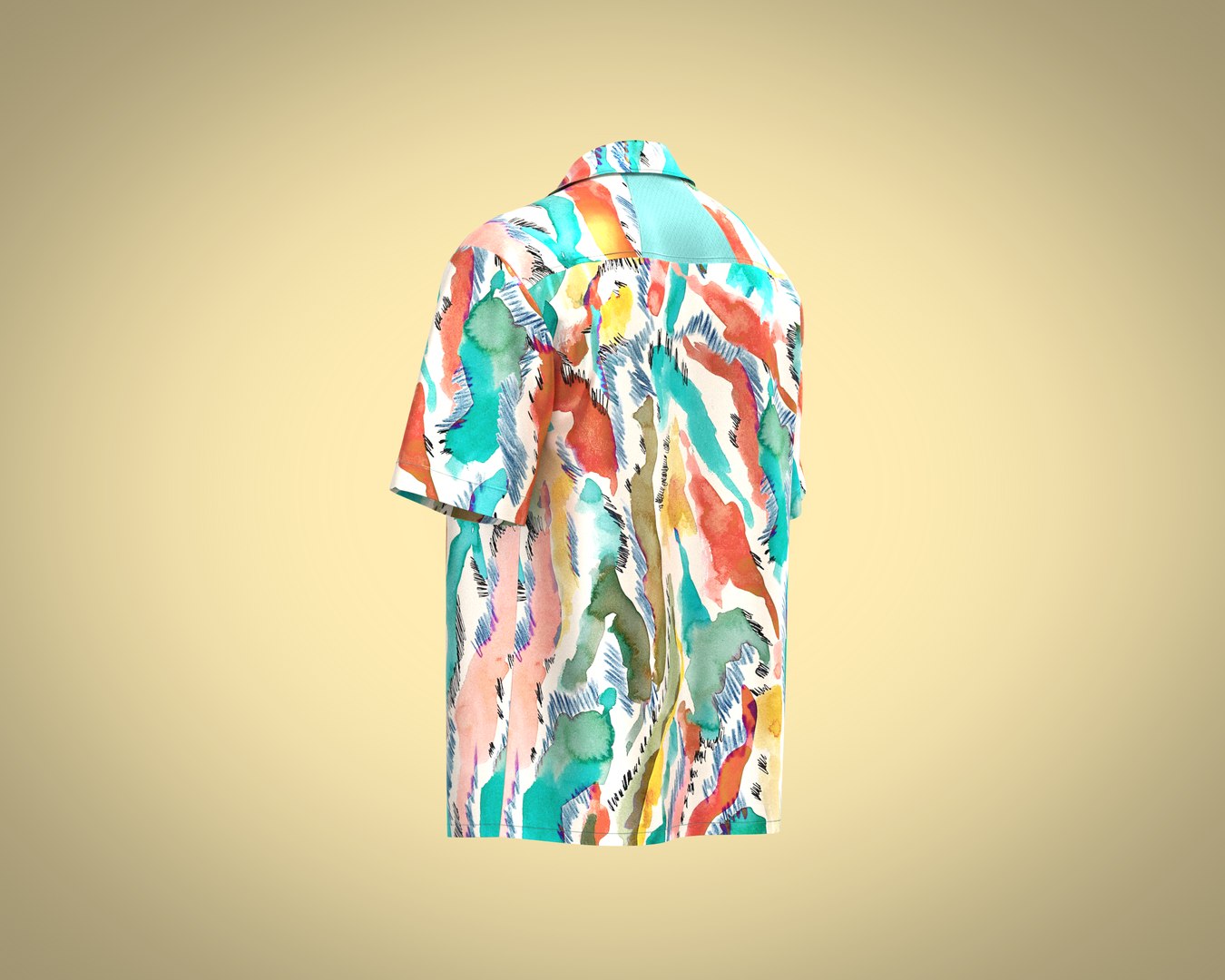 Mens Printed Resort Collar Shirt With Back Yoke Vent 3D - TurboSquid ...