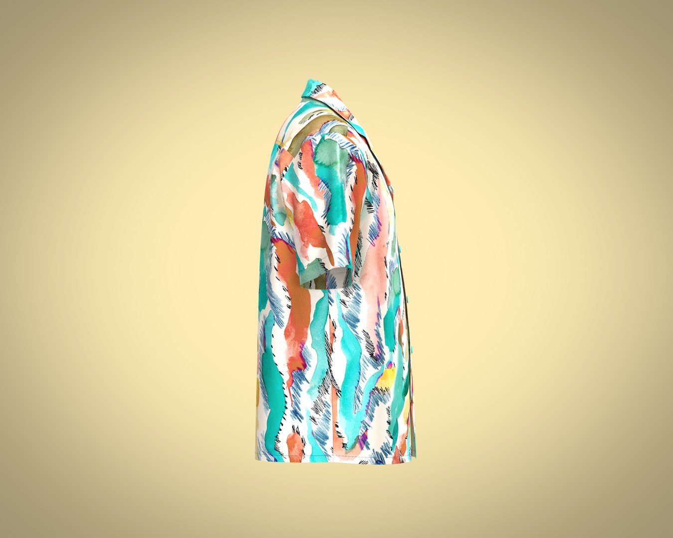 Mens Printed Resort Collar Shirt With Back Yoke Vent 3D - TurboSquid ...