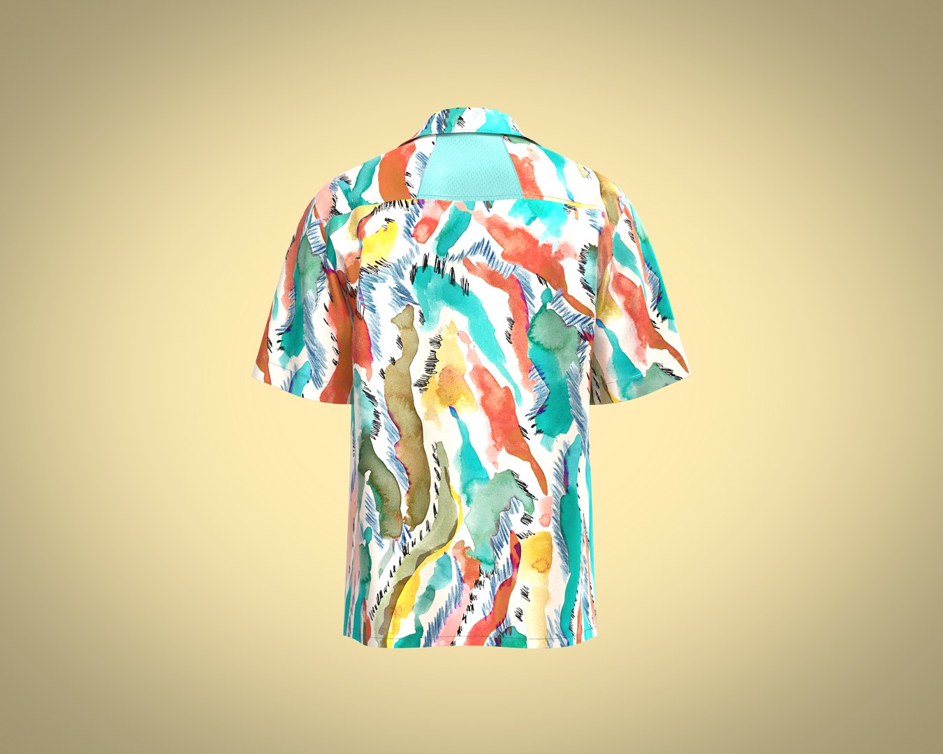 Mens Printed Resort Collar Shirt With Back Yoke Vent 3D - TurboSquid ...