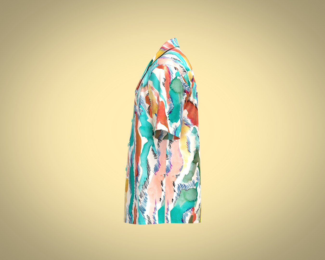 Mens Printed Resort Collar Shirt With Back Yoke Vent 3D - TurboSquid ...