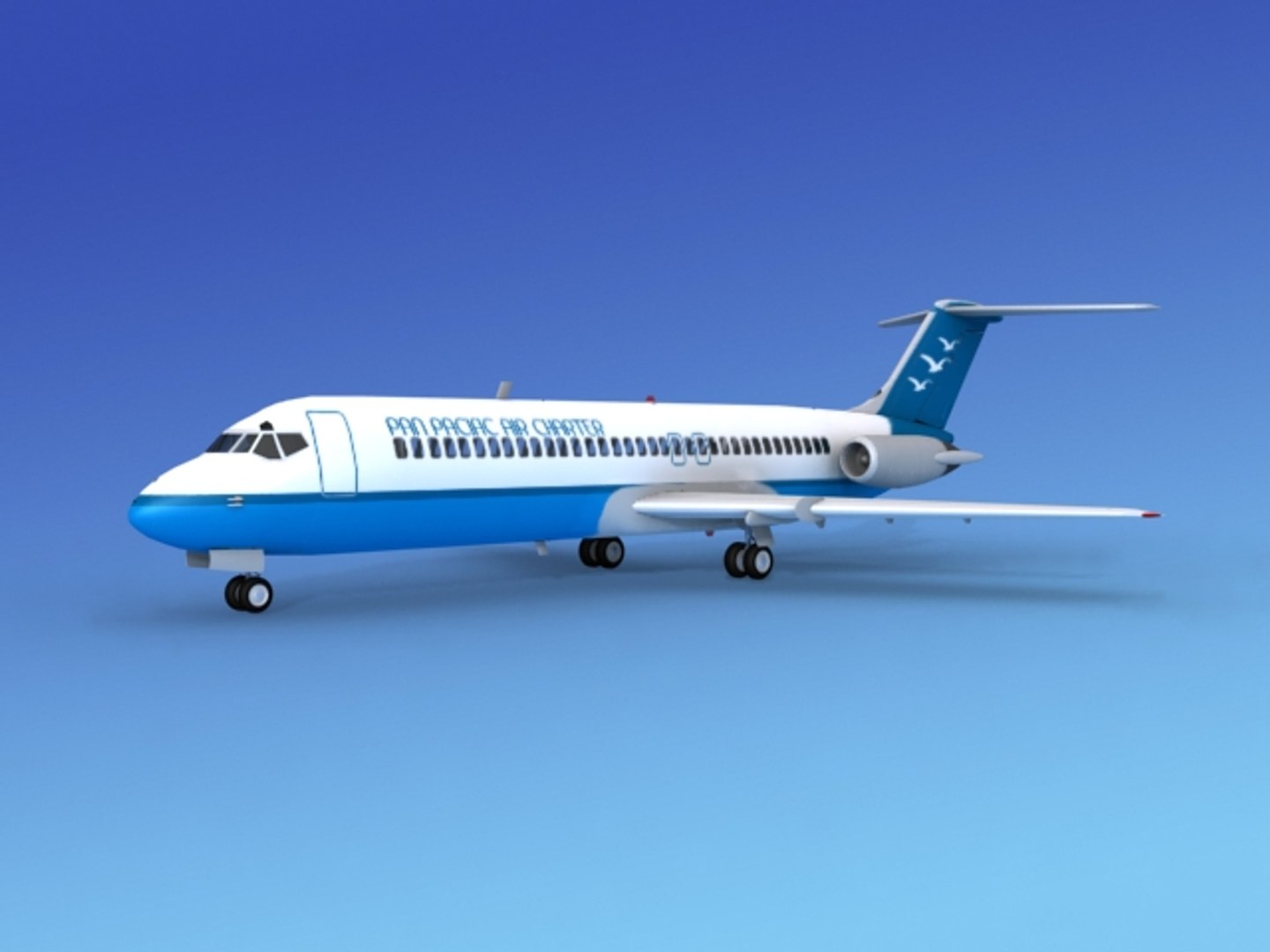 Dc-9 Commercial Airliner 3d Model