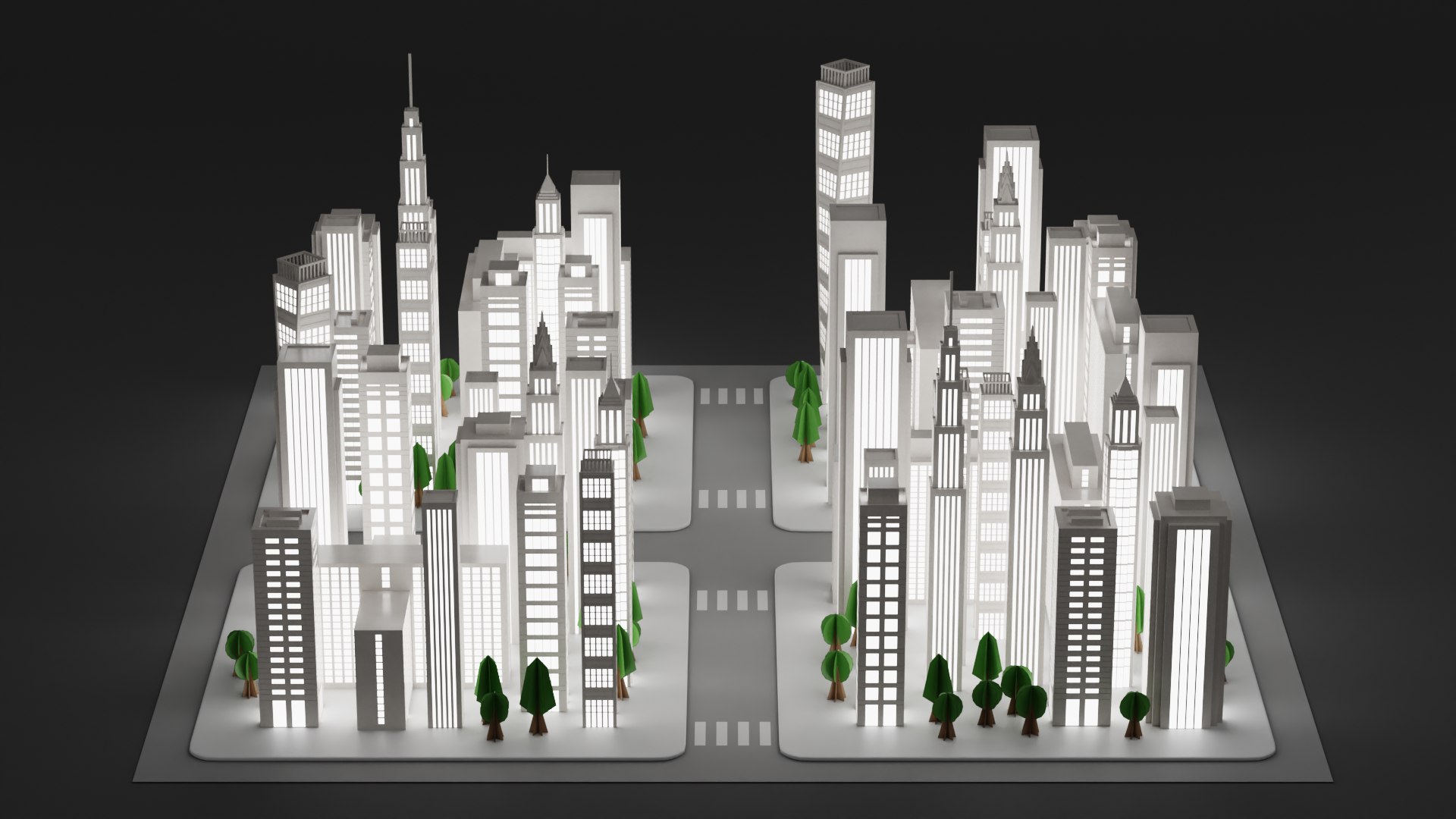 Paper City Street Night 3D model - TurboSquid 2183962