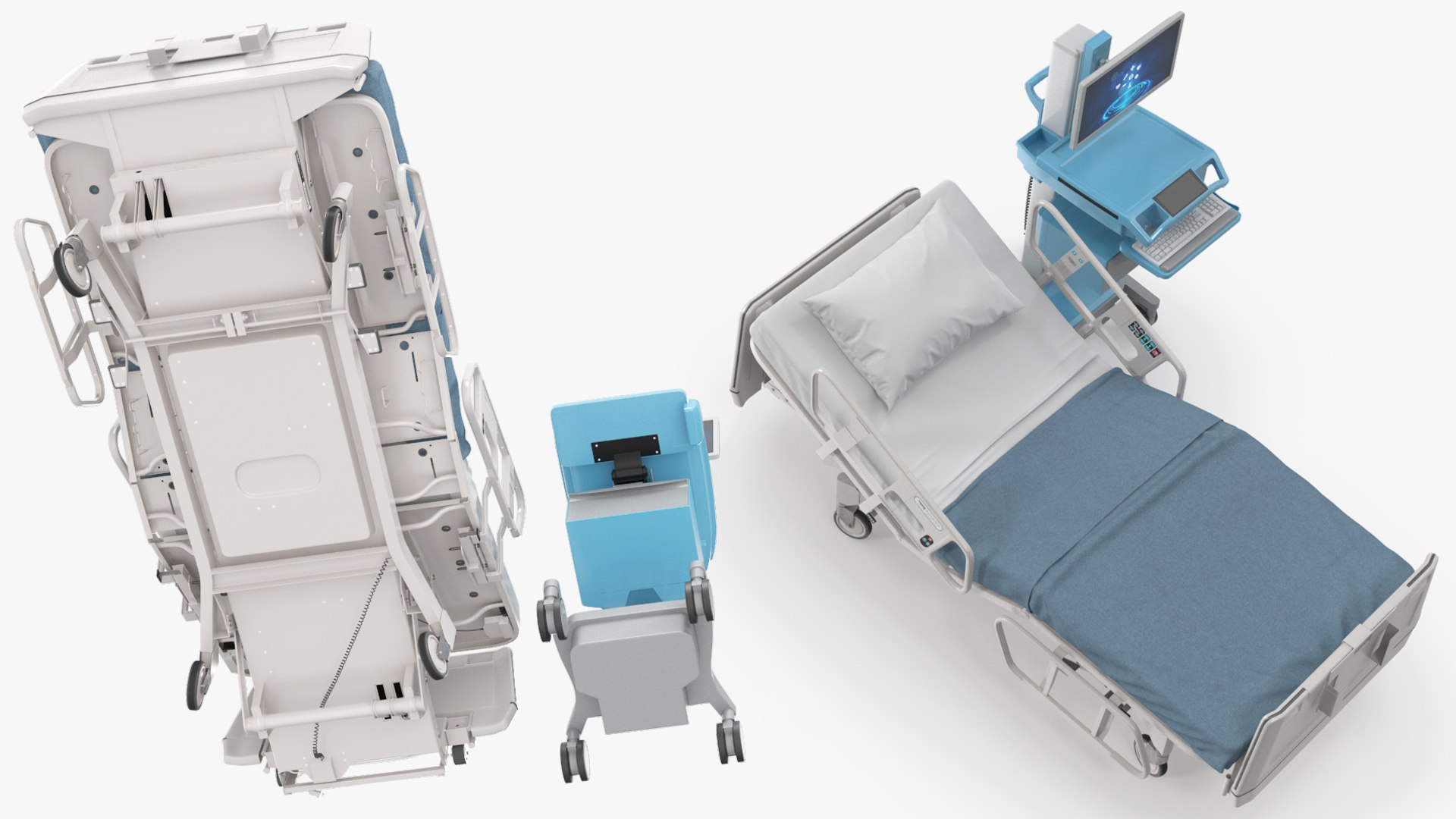 3D Clinical Workstation Cart With Patient Bed - TurboSquid 2515707