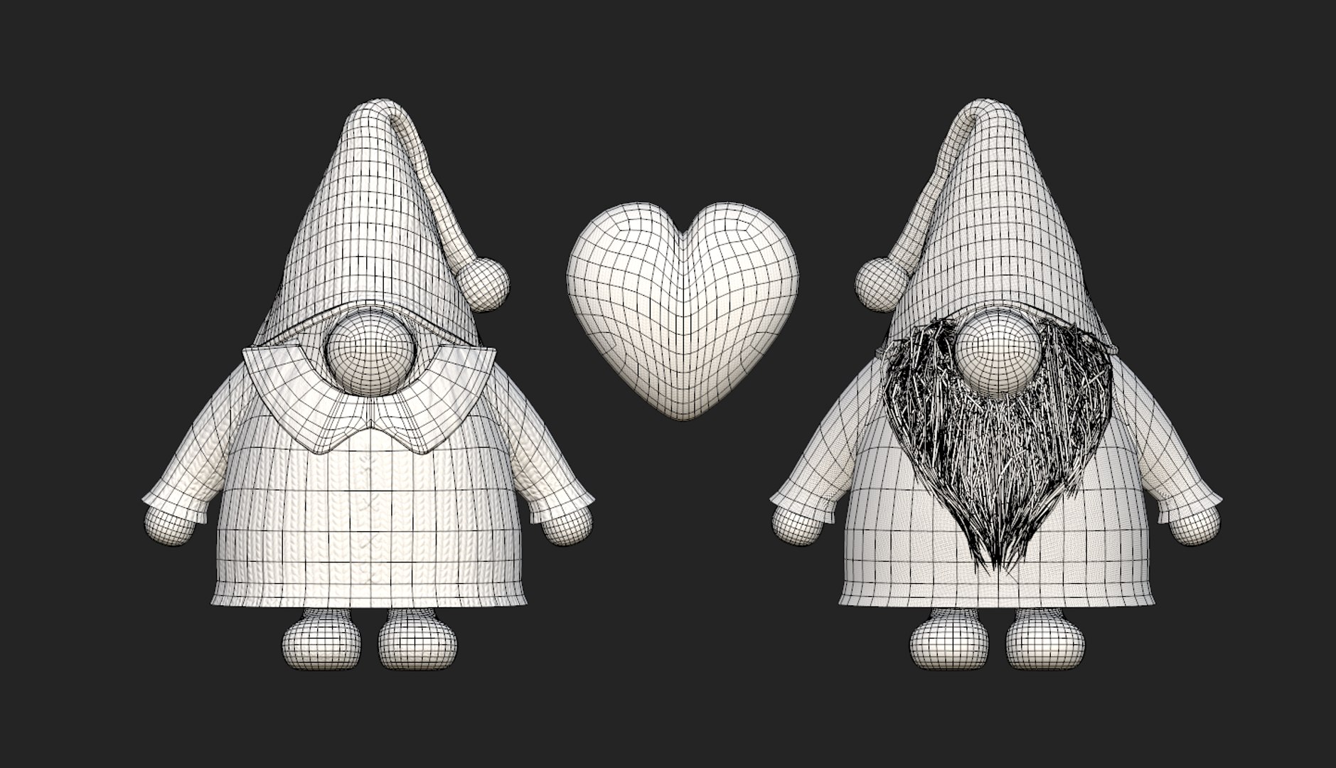 Valentine Christmas Gnomes 3D Model - TurboSquid 2358909