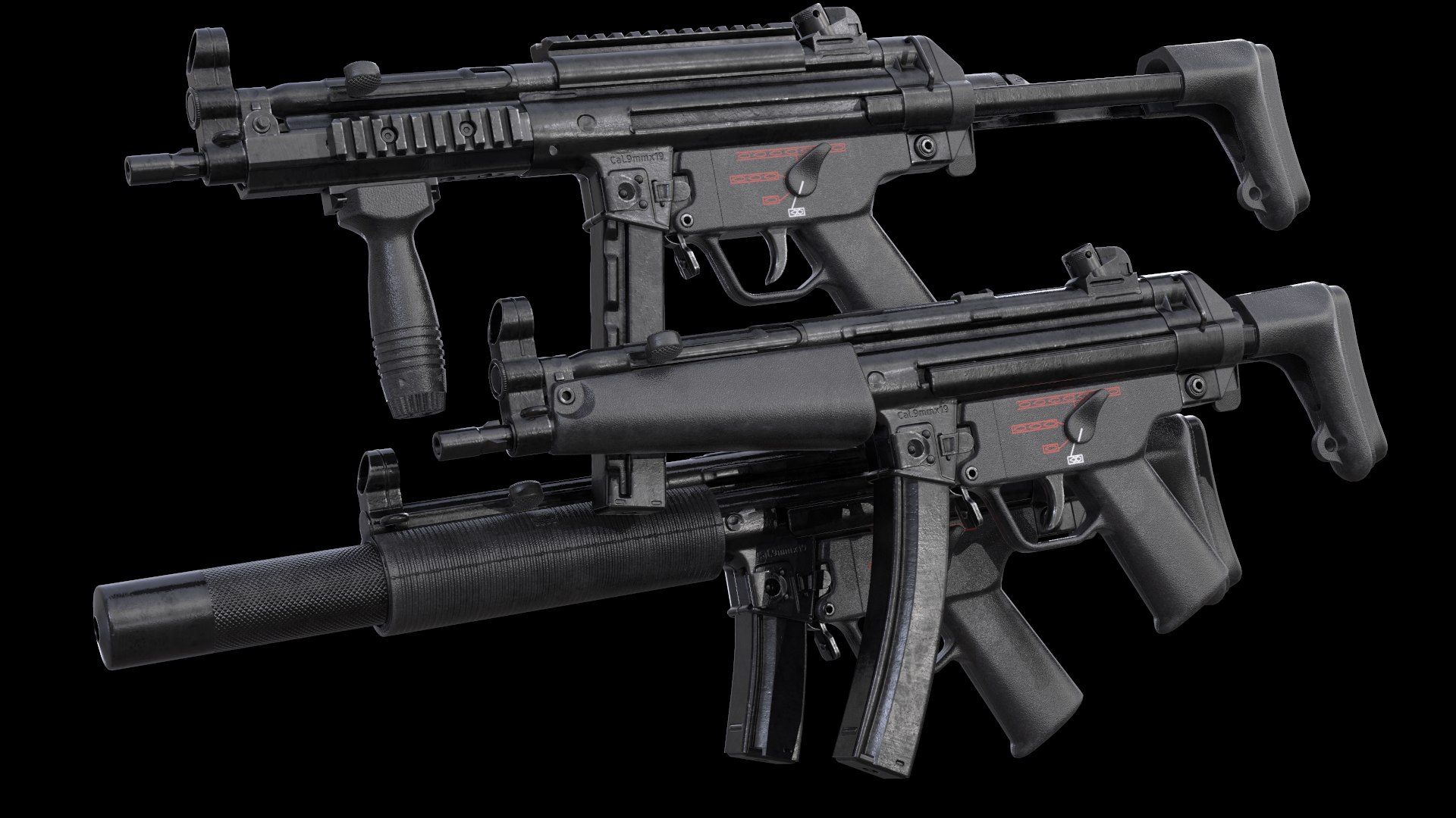 MP5A5 MP5SD6 With Upgrades Game Ready 3D Model - TurboSquid 2339930