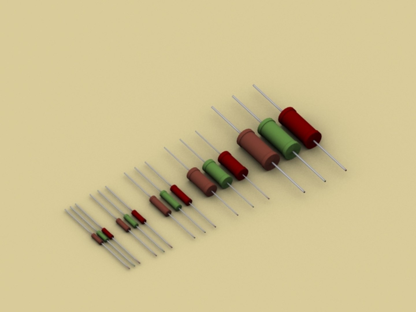 3d model basic electronics set resistors
