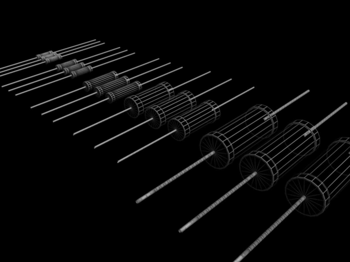 3d model basic electronics set resistors