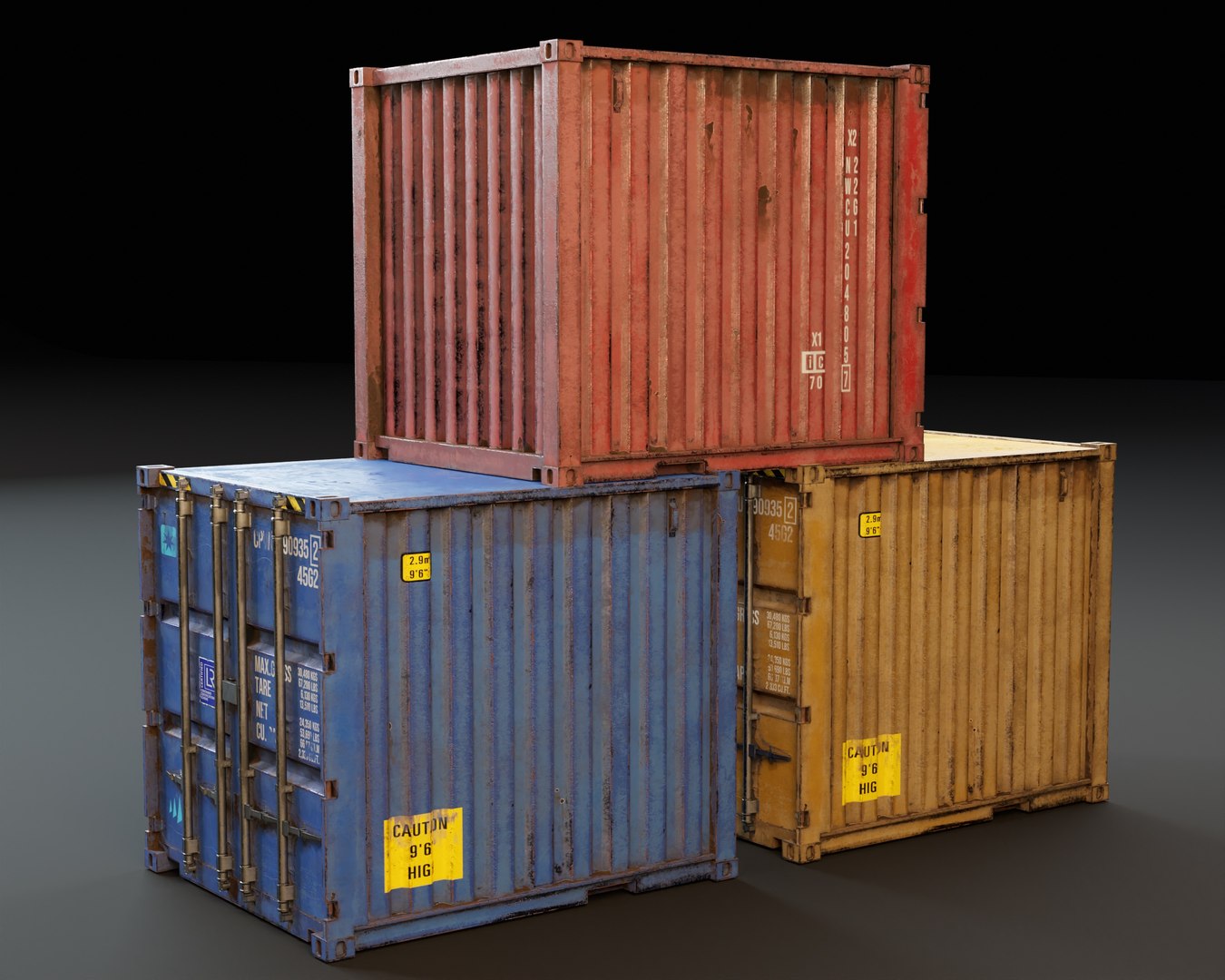 3D Shipping Containers - Old And New - 3 Colors Model - TurboSquid 2414079