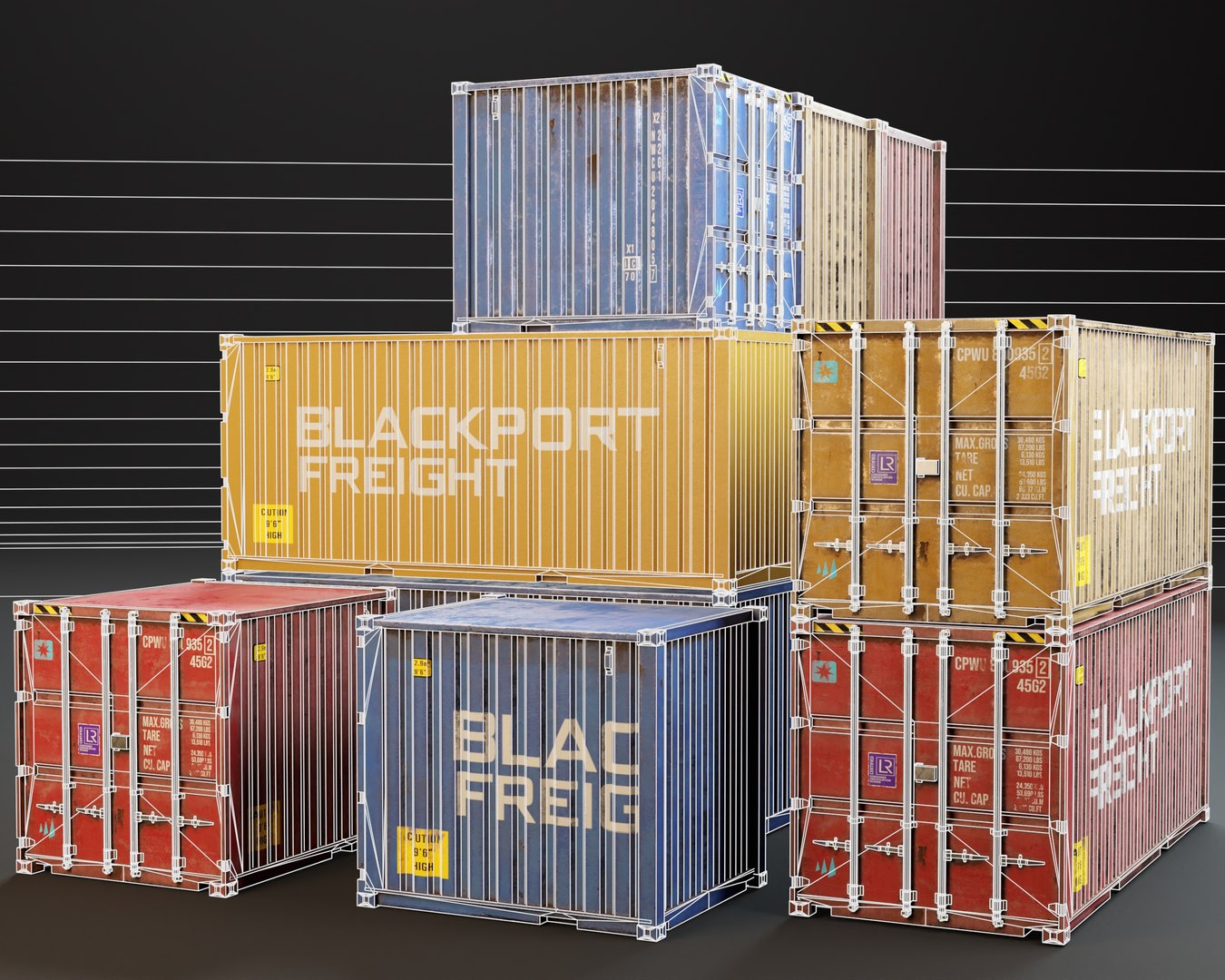 3D Shipping Containers - Old And New - 3 Colors Model - TurboSquid 2414079