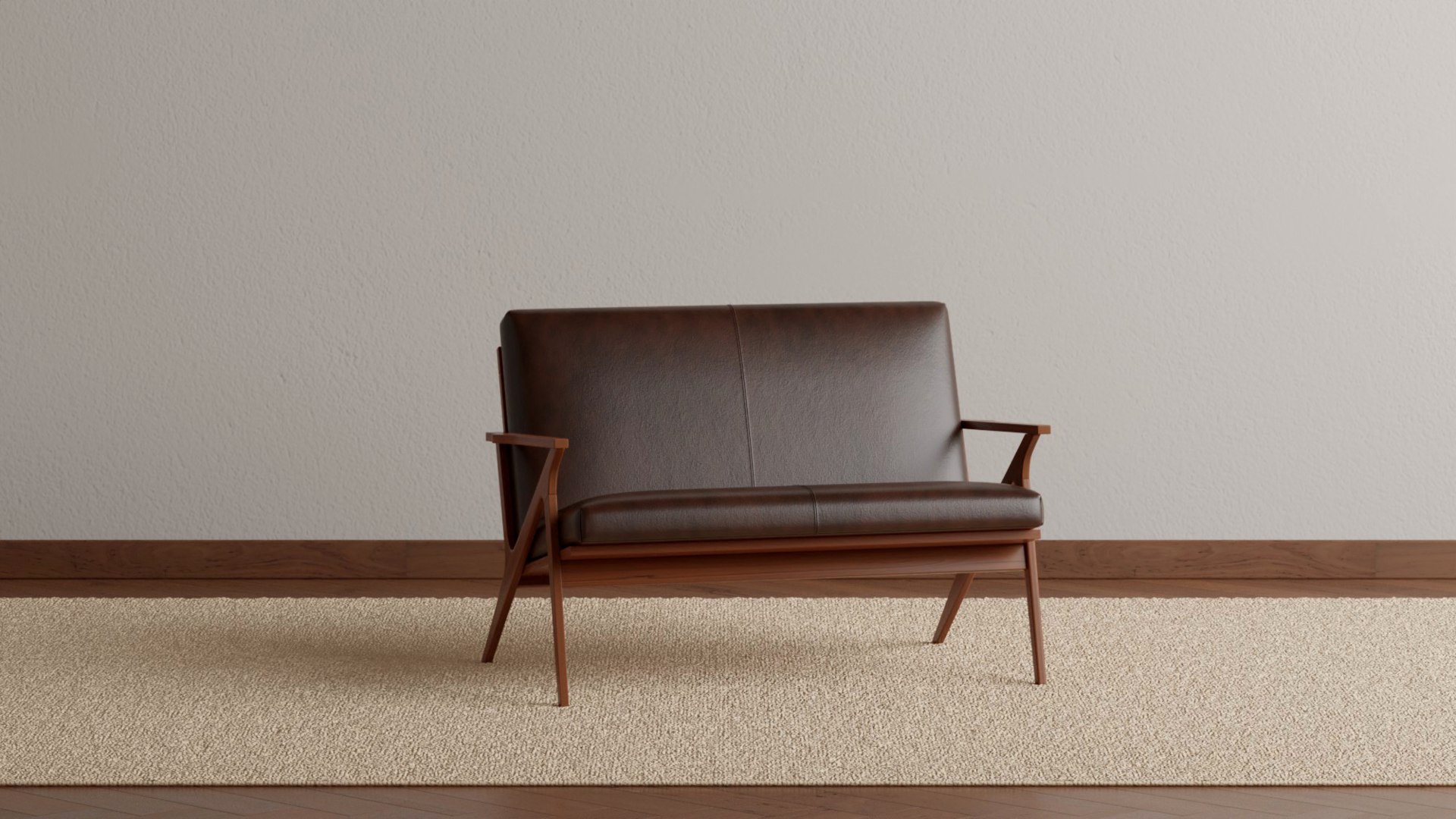 3D Cavell Leather Loveseat - TurboSquid 2244114