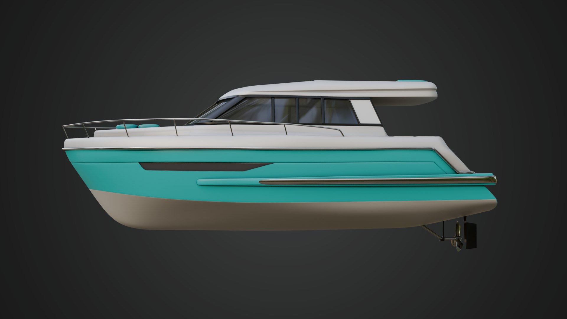 3D Cabin Cruiser In A Vibrant Turquoise Model - TurboSquid 2290020
