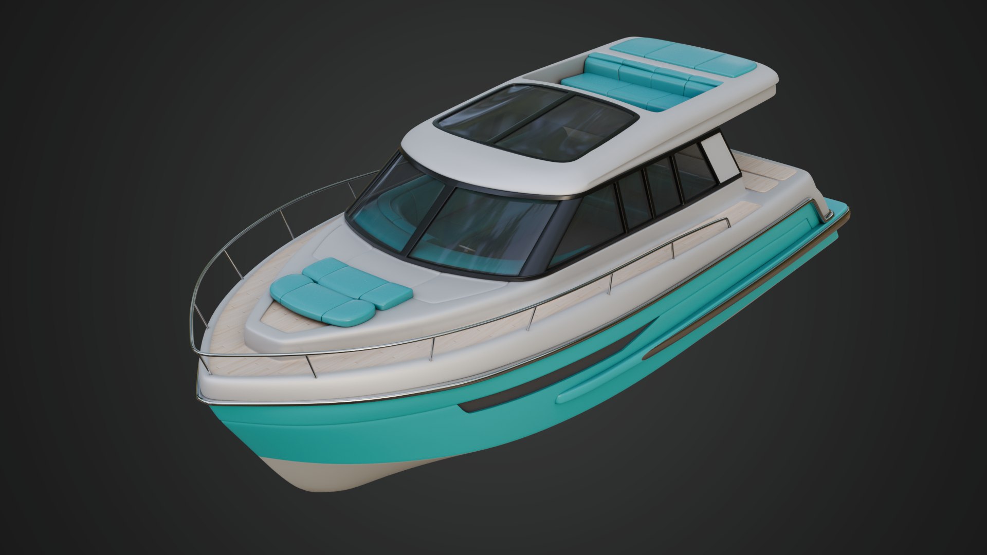 3D Cabin Cruiser In A Vibrant Turquoise Model - TurboSquid 2290020