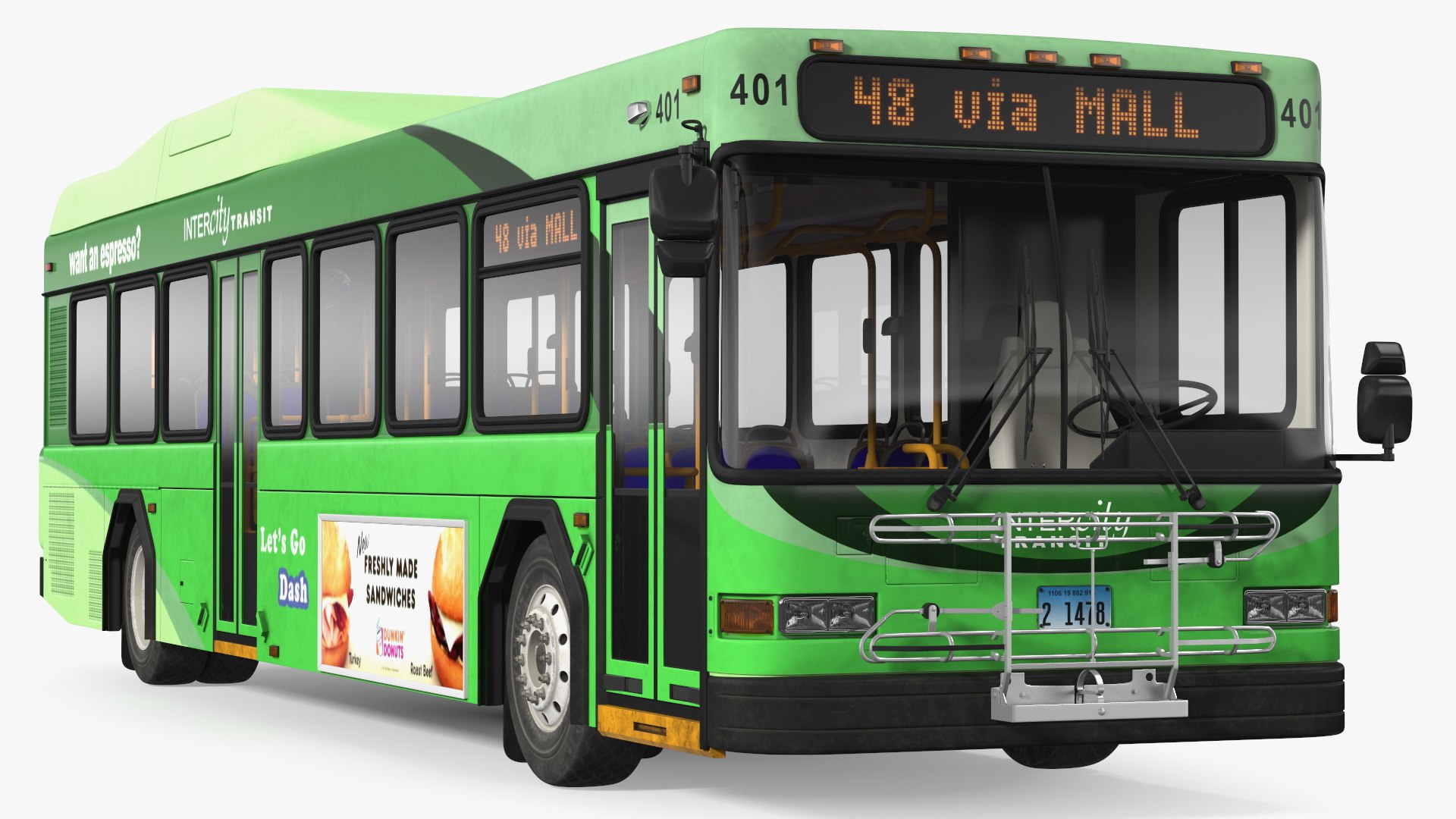 Gillig Low Floor Hybrid Bus Intercity Green Simple Interior Model ...