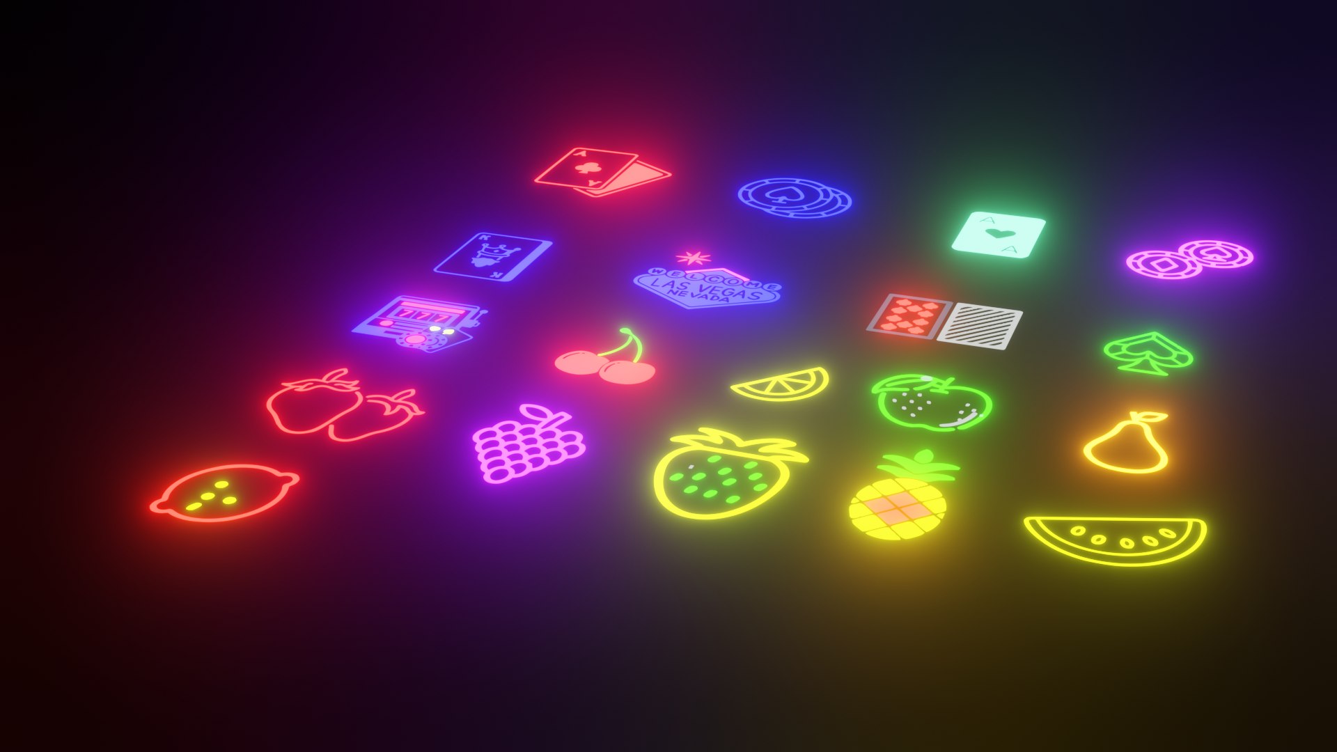 3D Neon Casino Symbols Model - TurboSquid 2197866