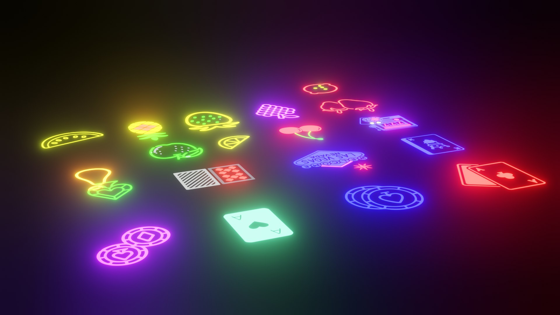 3D Neon Casino Symbols Model - TurboSquid 2197866