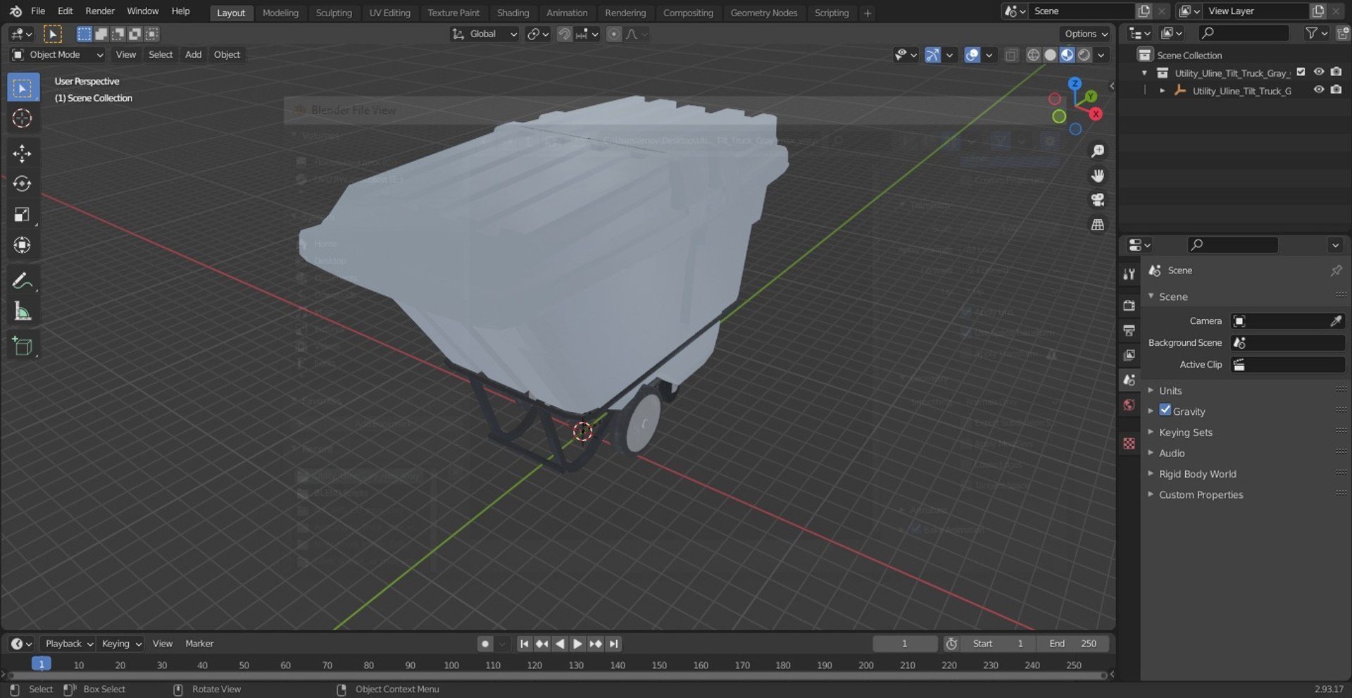 3D Utility Uline Tilt Truck Gray - TurboSquid 2065625