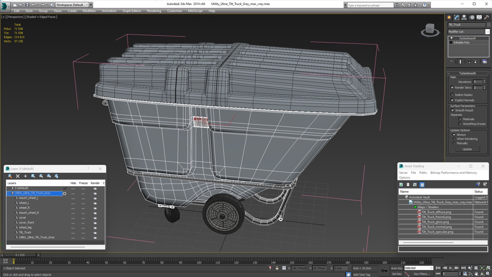 3D Utility Uline Tilt Truck Gray - TurboSquid 2065625