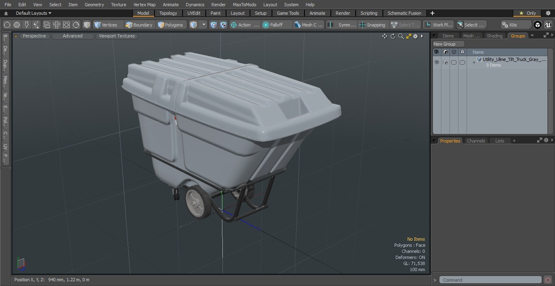 3D Utility Uline Tilt Truck Gray - TurboSquid 2065625