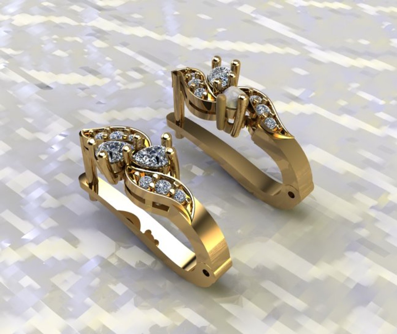3D Model Earrings Silver - TurboSquid 1615564