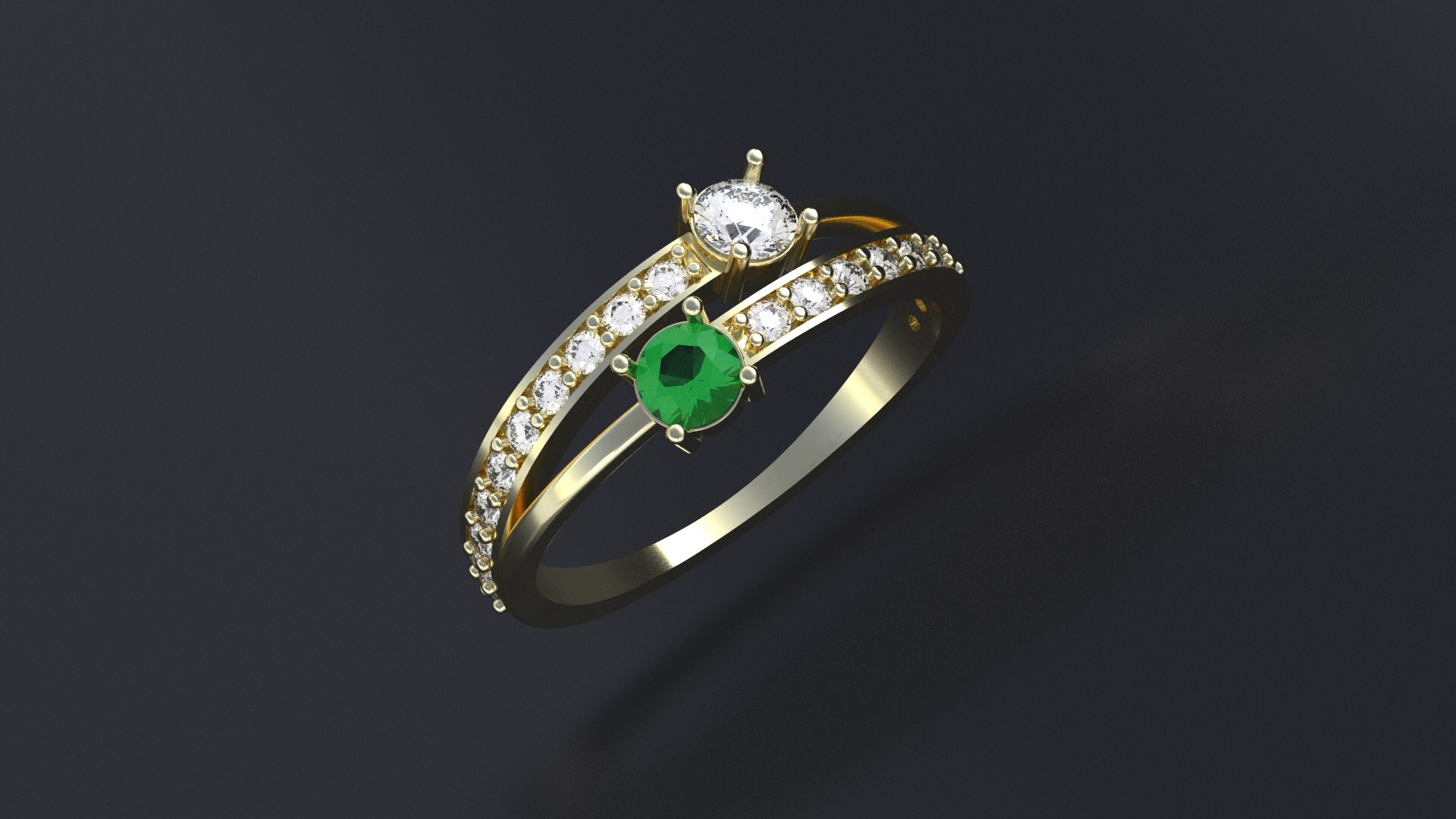 3D Ring with double gems model - TurboSquid 1983516