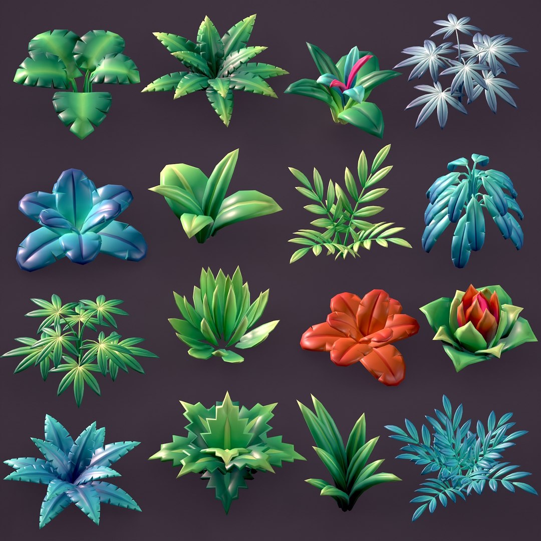 Stylized Lowpoly Plants Set 3D Model - TurboSquid 2036361