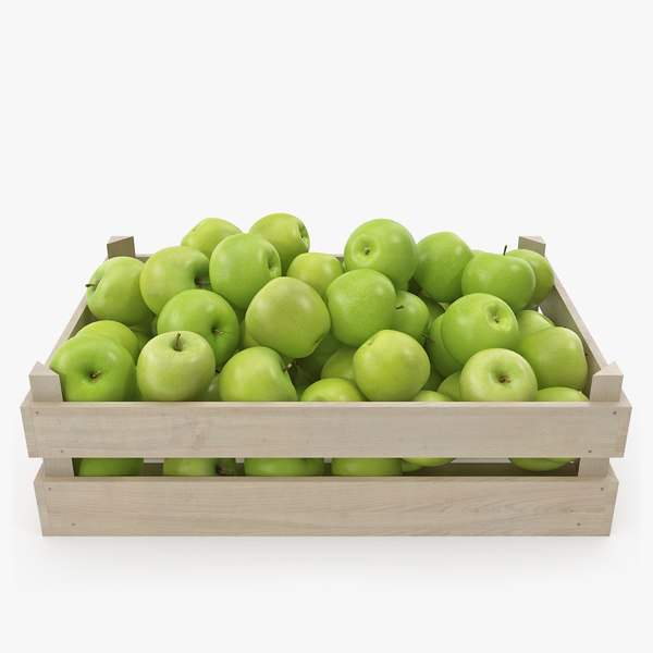 3D модель Яблоки Бабушка Смит 02-04 Деревянный ящик - TurboSquid 1443005