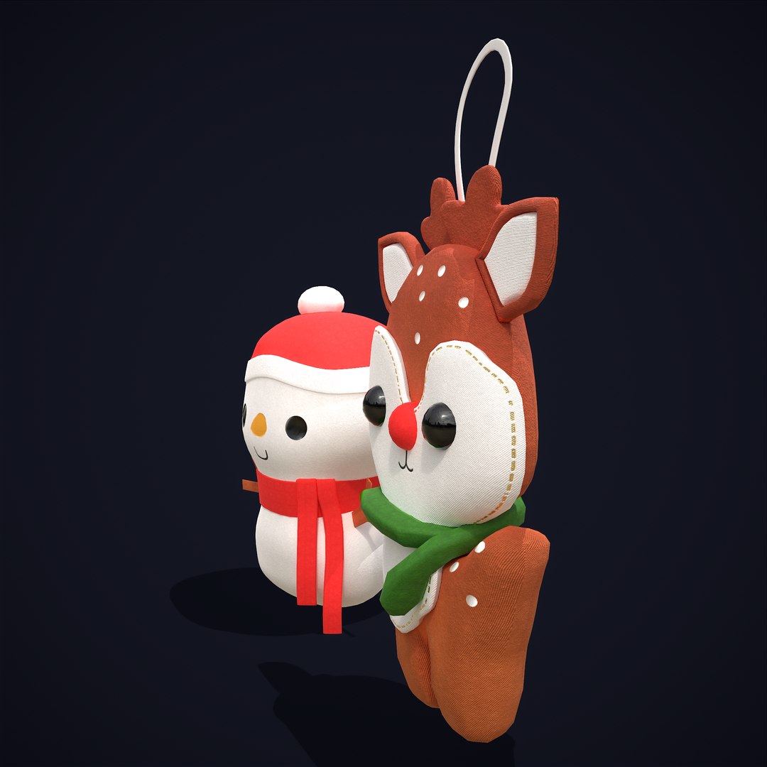 Christmas Stuffed Toys Snowman and Reindeer 3D model - TurboSquid 1821895